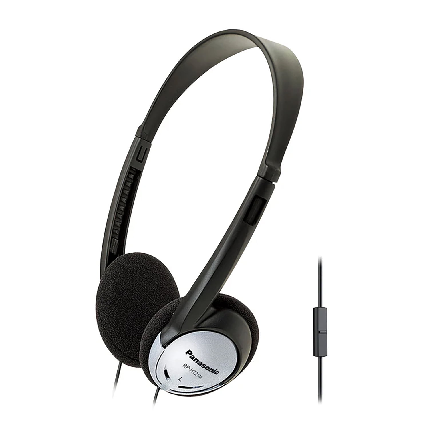 Panasonic On-Ear Headphones with Microphone, XBS for Deep Bass, Black and Silver, RP-HT21M, RP ...