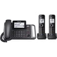 Panasonic, Link2Cell Expandable Corded Phone, KX-TG9582B, 2 Handsets ...