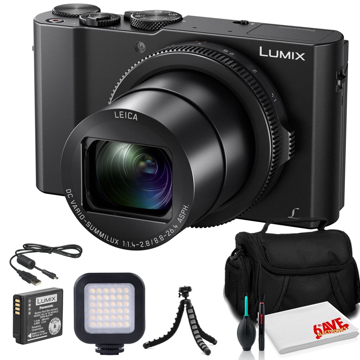 Panasonic Lumix DMC-LX10 Digital Camera (DMC-LX10K) Bundle +LED Video ...