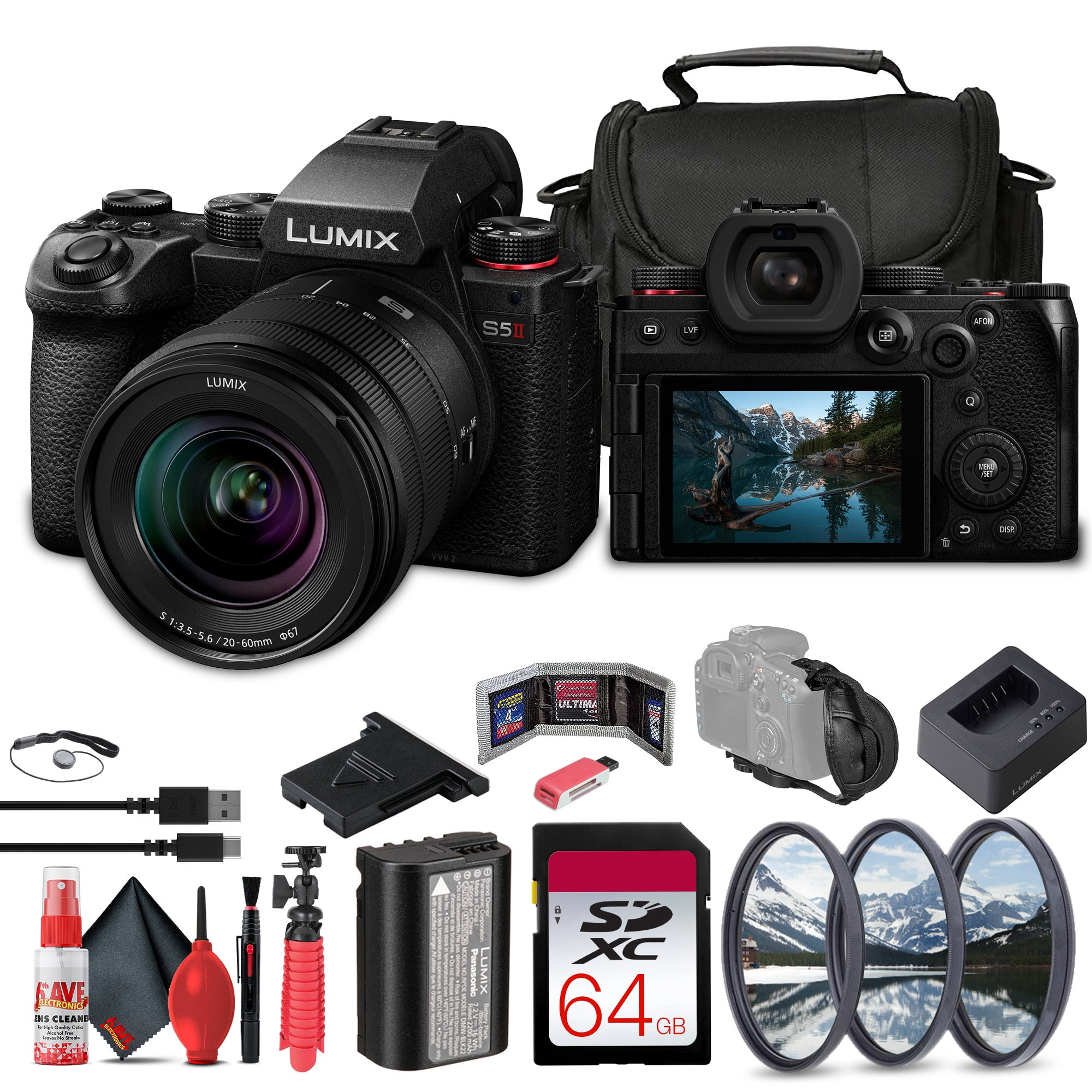 Panasonic Lumix S5 II Camera with 20-60mm Lens, 64GB Card, Filter Kit ...