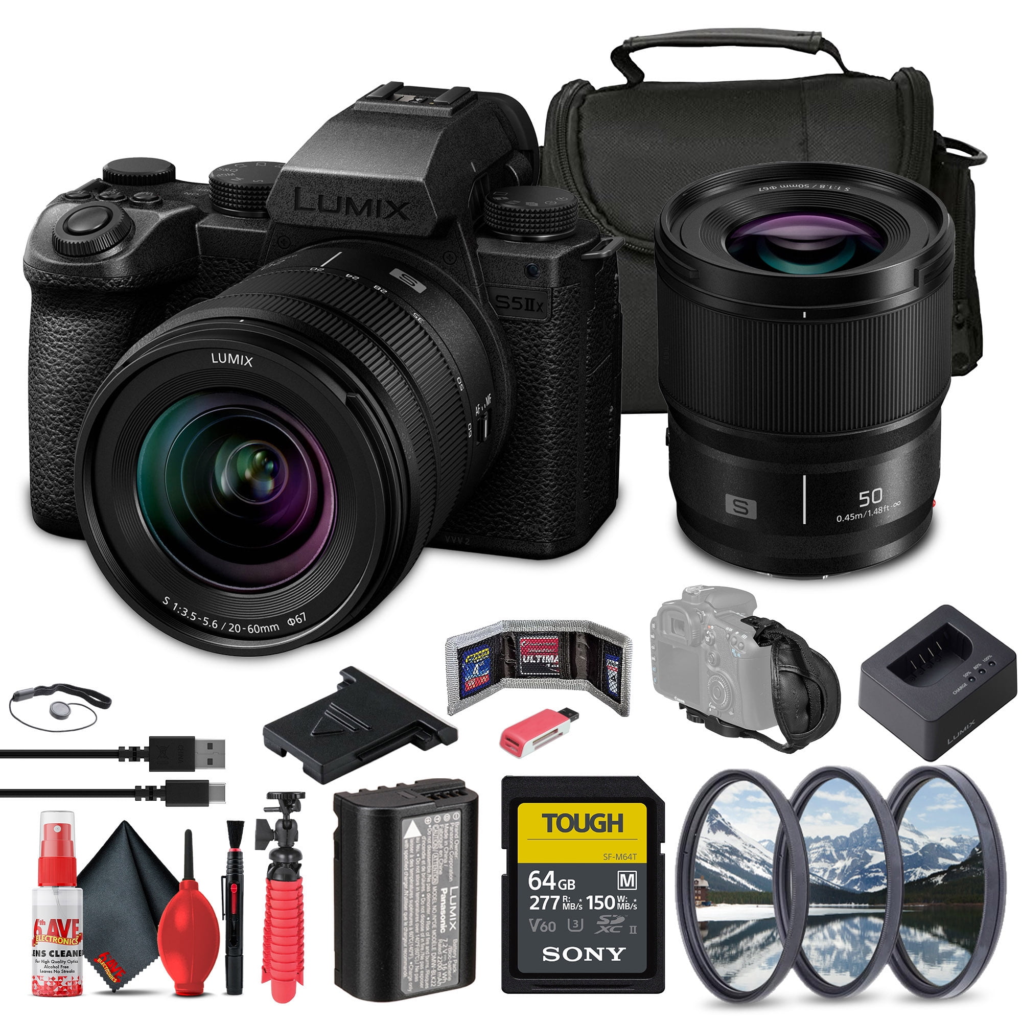 Panasonic Lumix S5 IIX Mirrorless Camera with 20-60mm and 50mm Lenses ...
