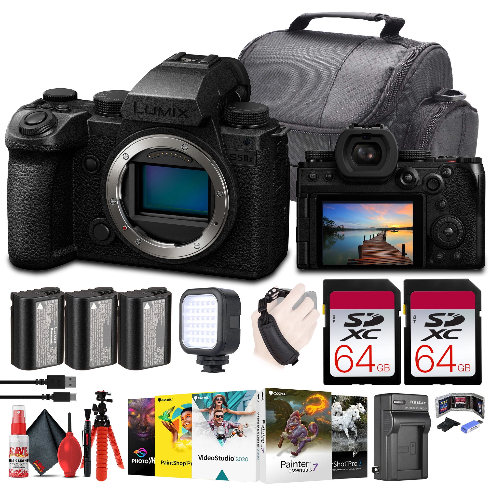 Panasonic Lumix S5 IIX Mirrorless Camera (DC-S5M2XBODY) + 2 x 64GB ...