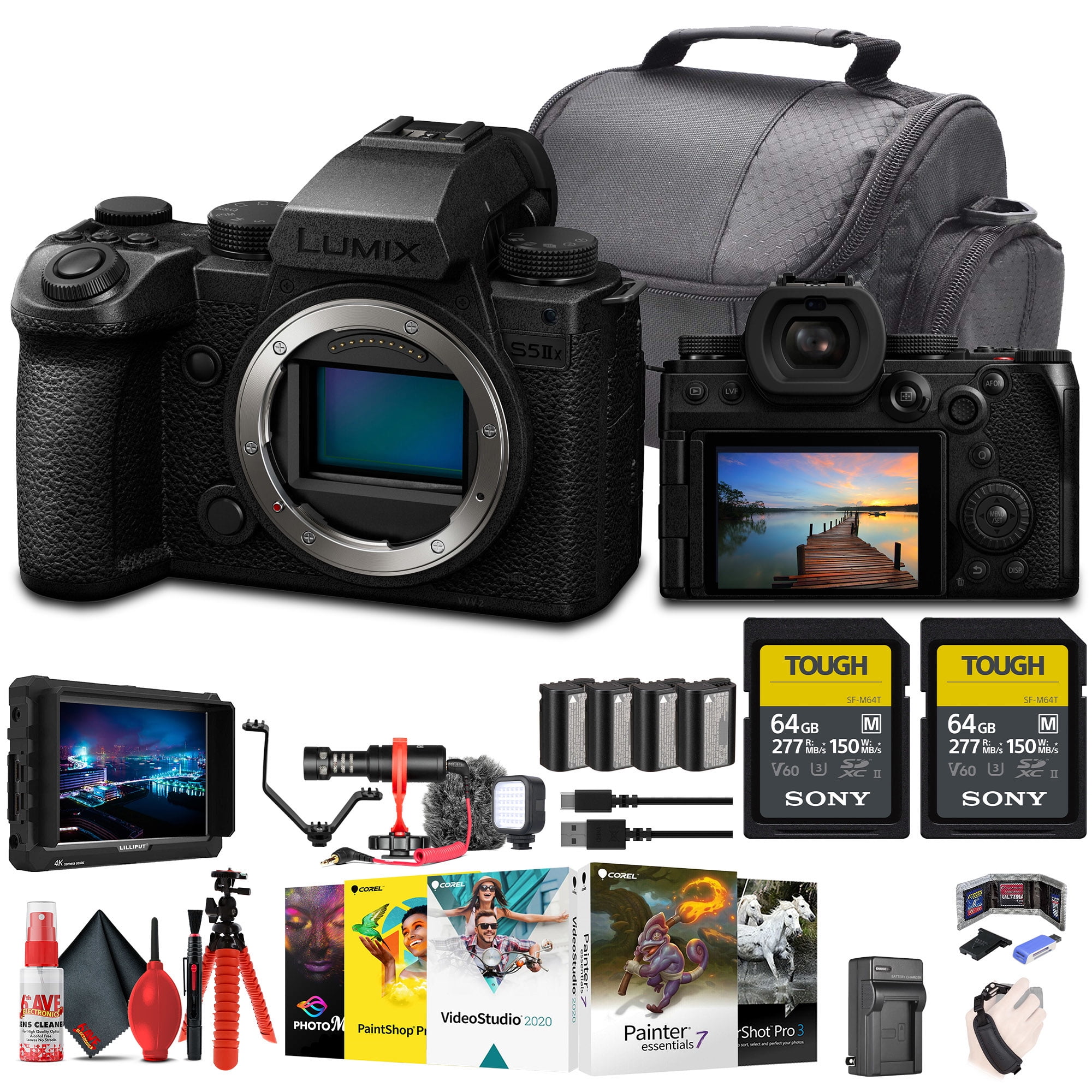 Panasonic Lumix S5 IIX Mirrorless Camera (DC-S5M2XBODY) + 4K Monitor ...