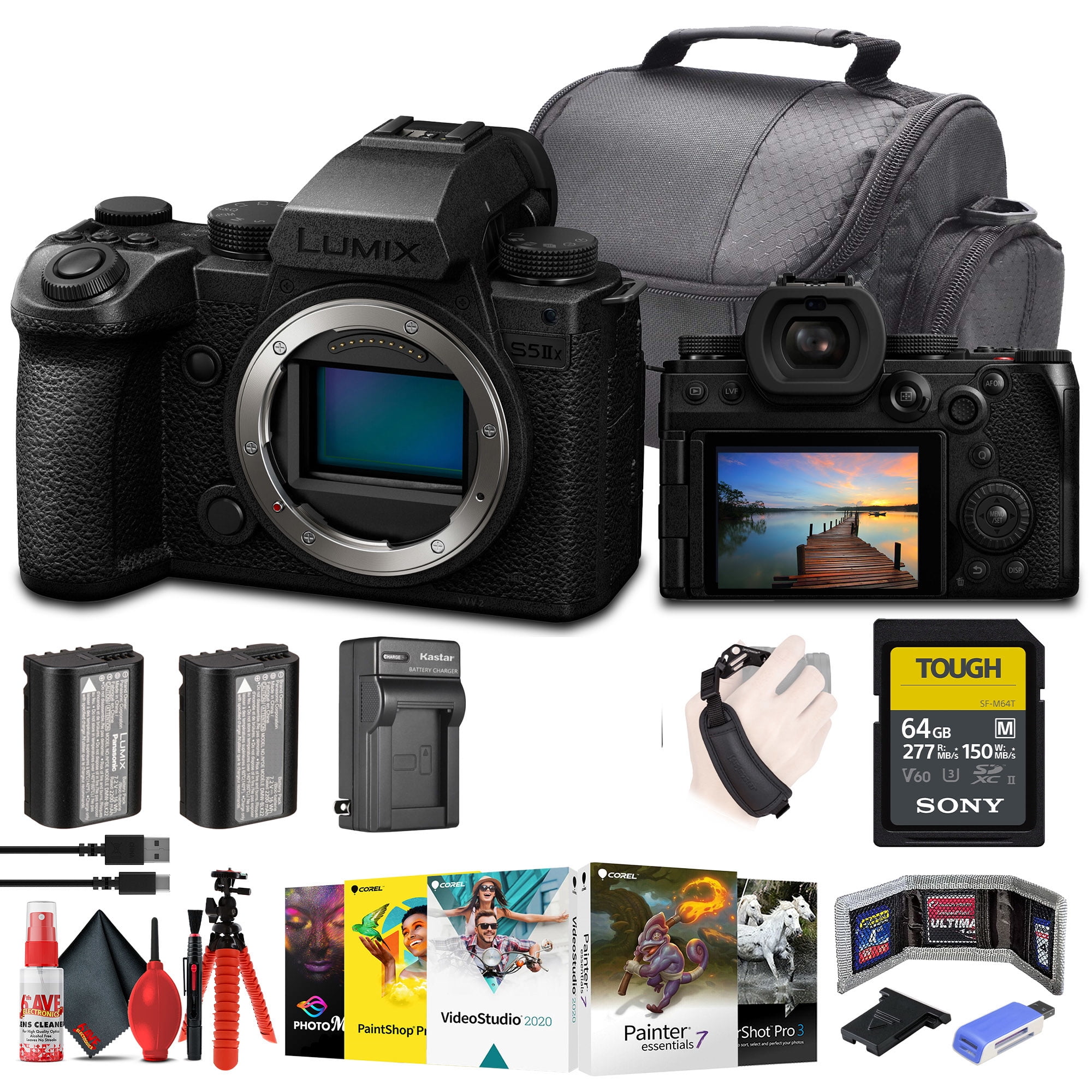 Panasonic Lumix S5 IIX Mirrorless Camera (DC-S5M2XBODY) + 64GB Memory ...