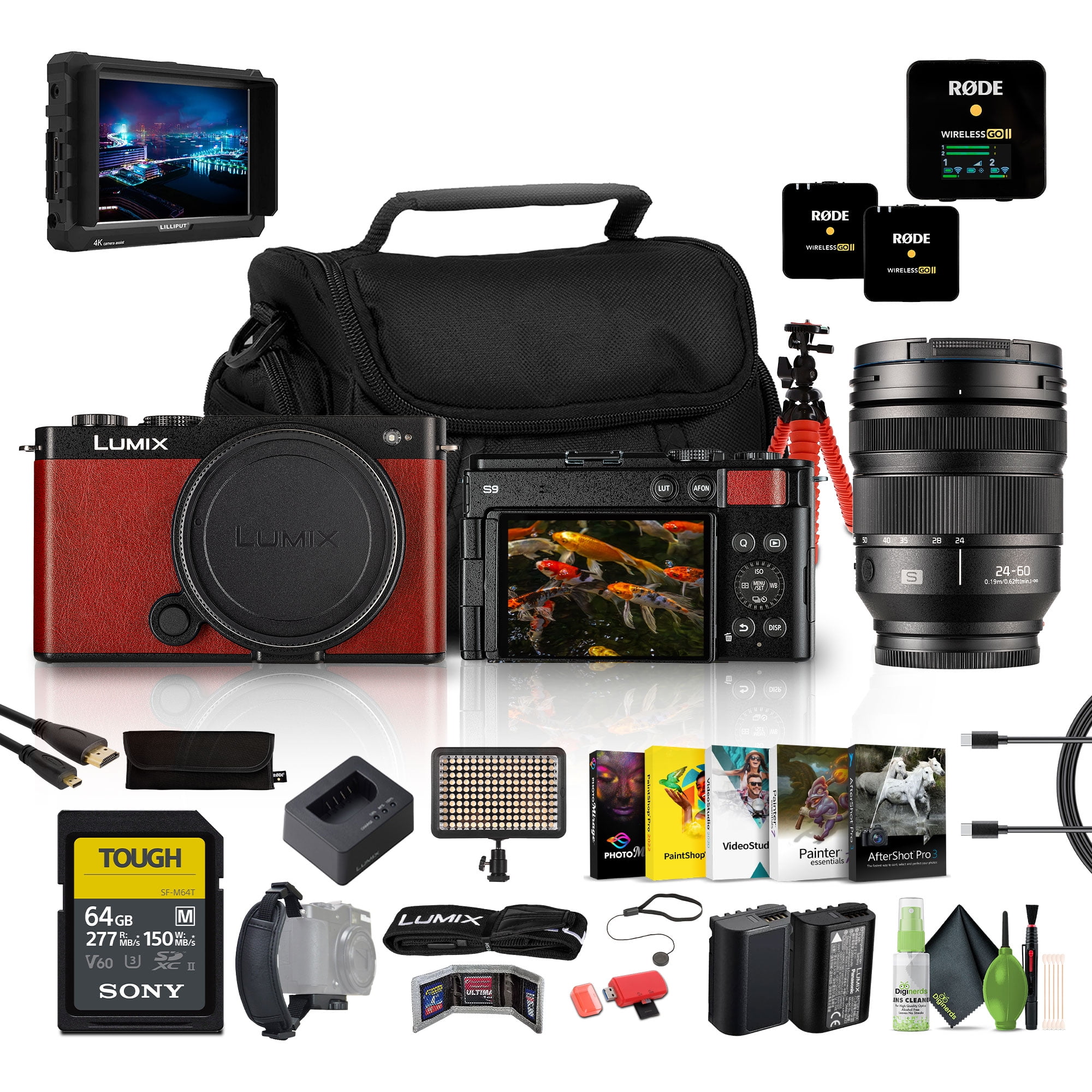 Panasonic Lumix S9 Mirrorless Camera (Red) + Lumix S 24-60mm f/2.8 Lens ...
