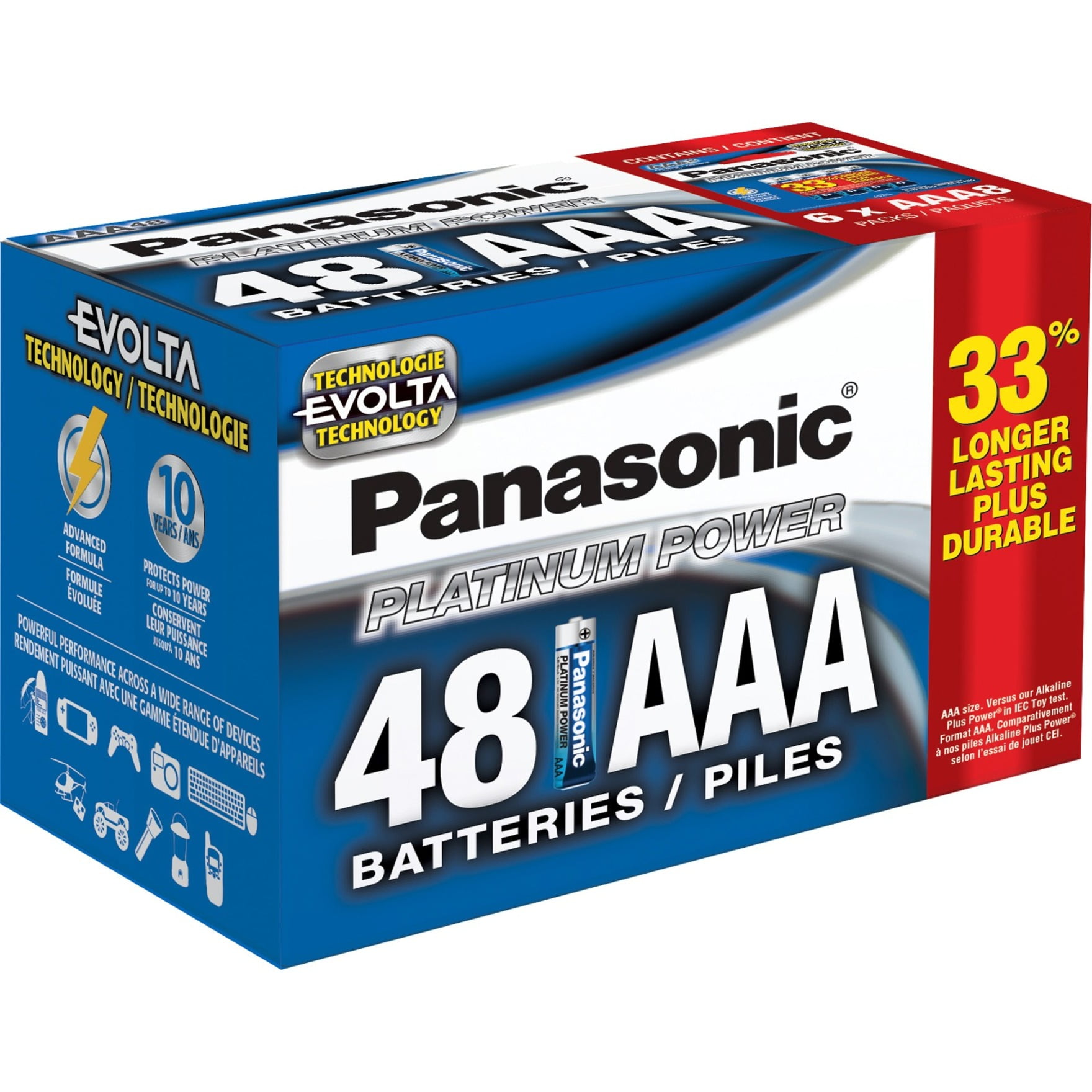 Panasonic Platinum Power AAA Alkaline Battery, 48 pack - Walmart.com