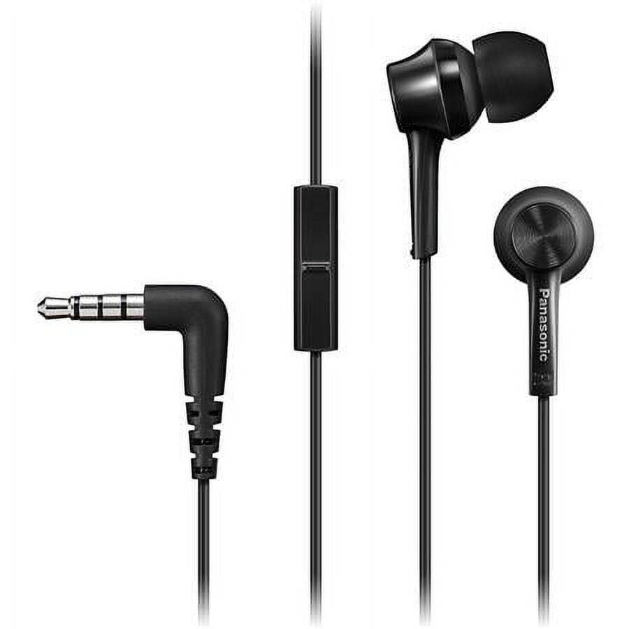 Panasonic RP-TCM115-K Canal-In-Ear Headphones with Mic, Black - Walmart Business Supplies