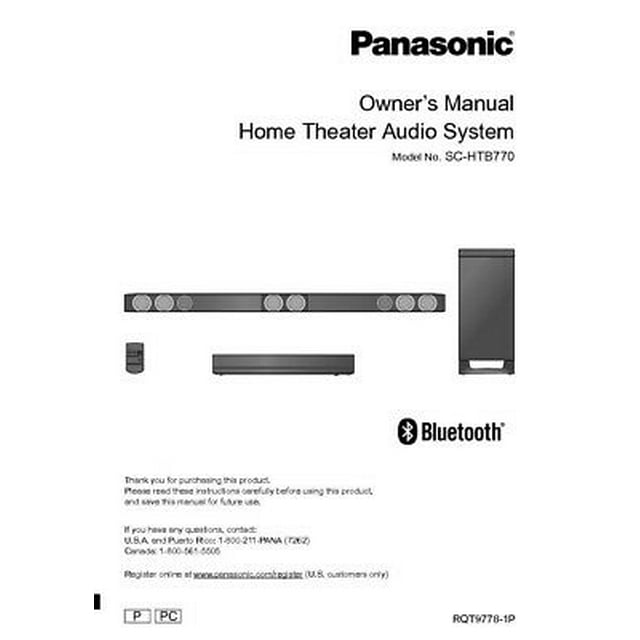 Panasonic SC-HTB770 Home Theater System Owners Instruction Manual ...