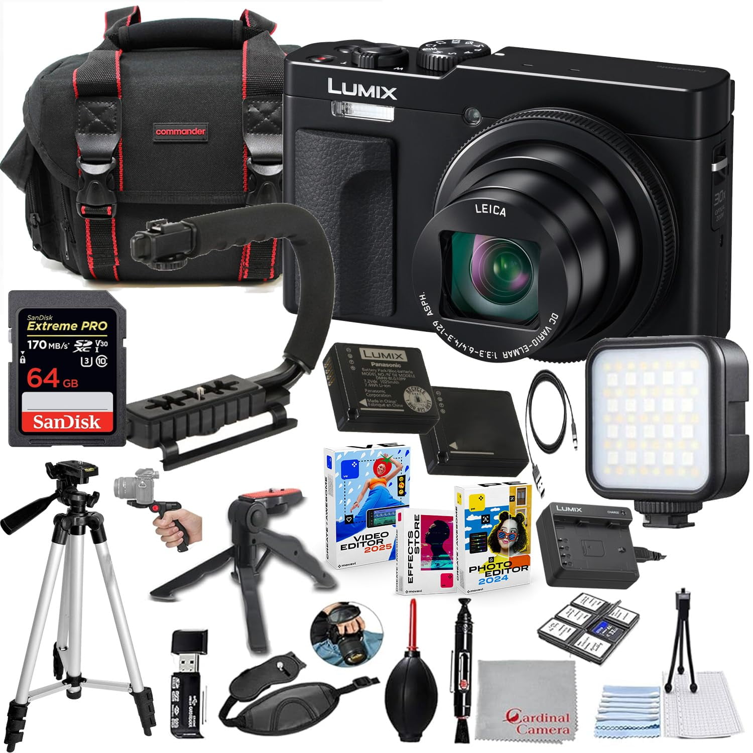 Panasonic ZS99 Digital Camera (Black) Bundle + Accessory Kit with 64GB ...