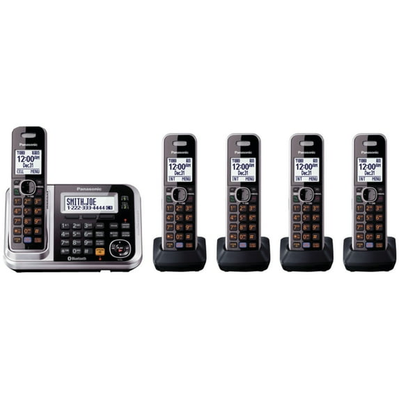 PanasonicKX-TG7875S 5 Handsets Cordless Phone with Talking Caller ID ...