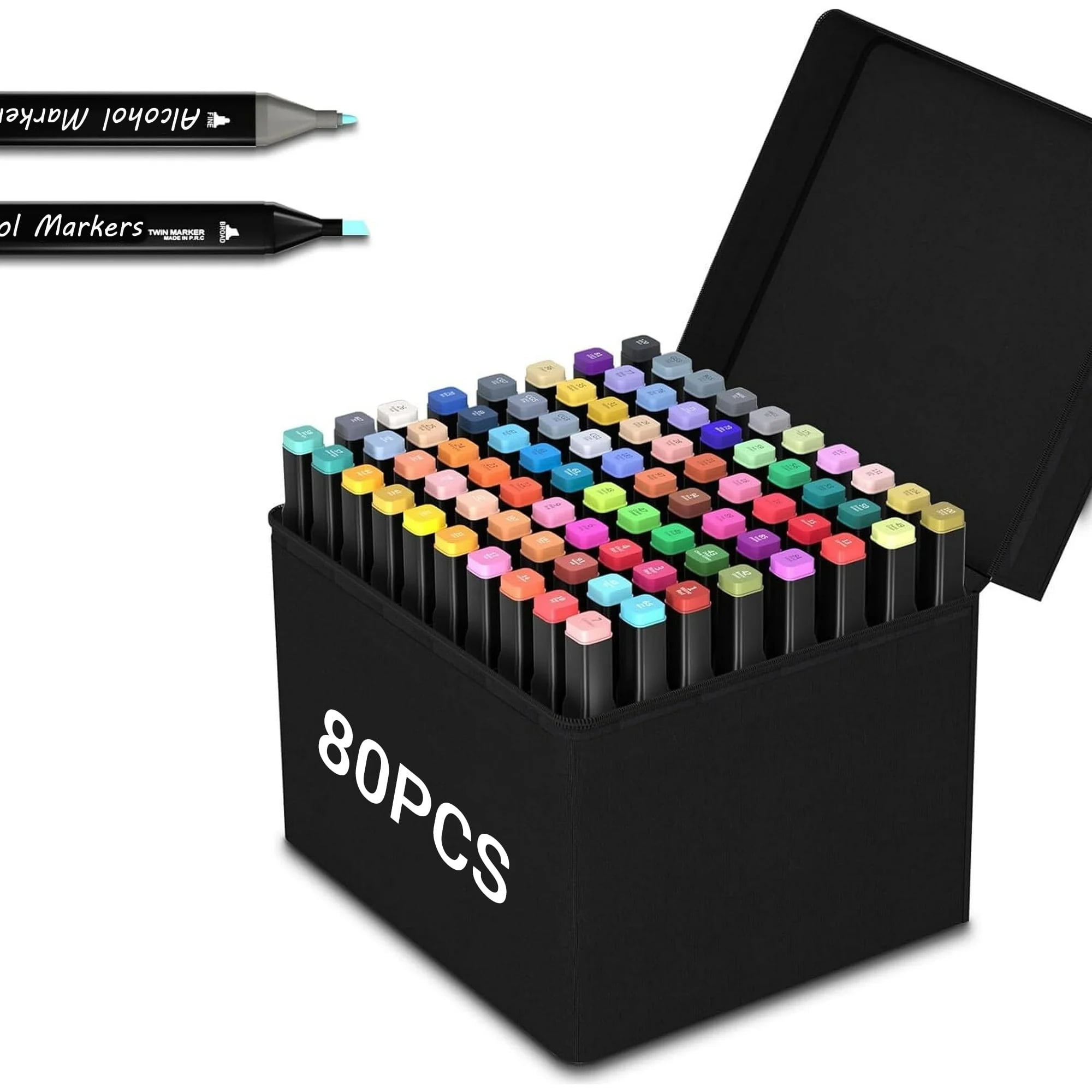 Panbear 80-Color Sketching Markers Dual Tip Art Markers with Color ...