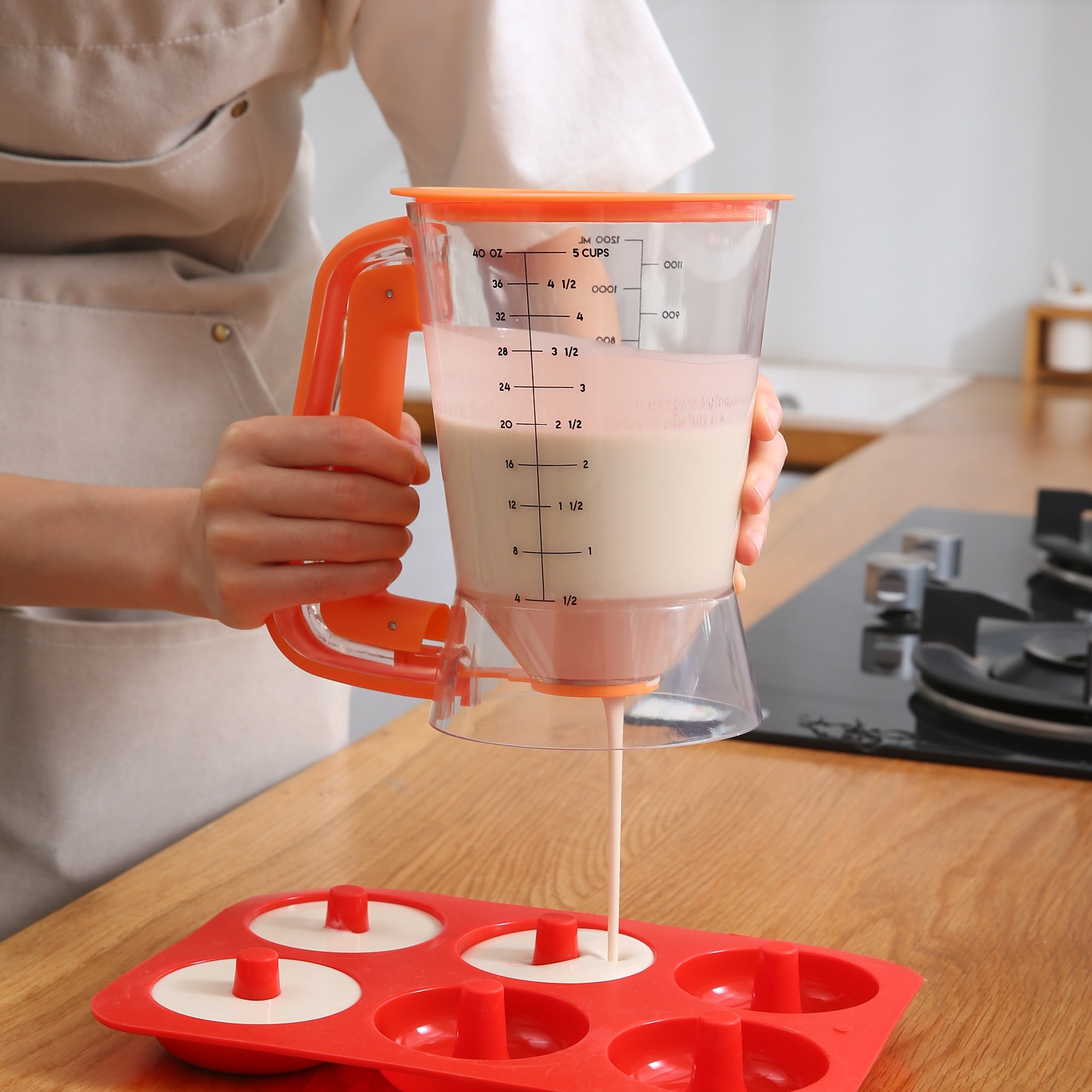 Pancake Batter Dispenser 5 Cup with Sturdy Handle,Batter Separator for ...