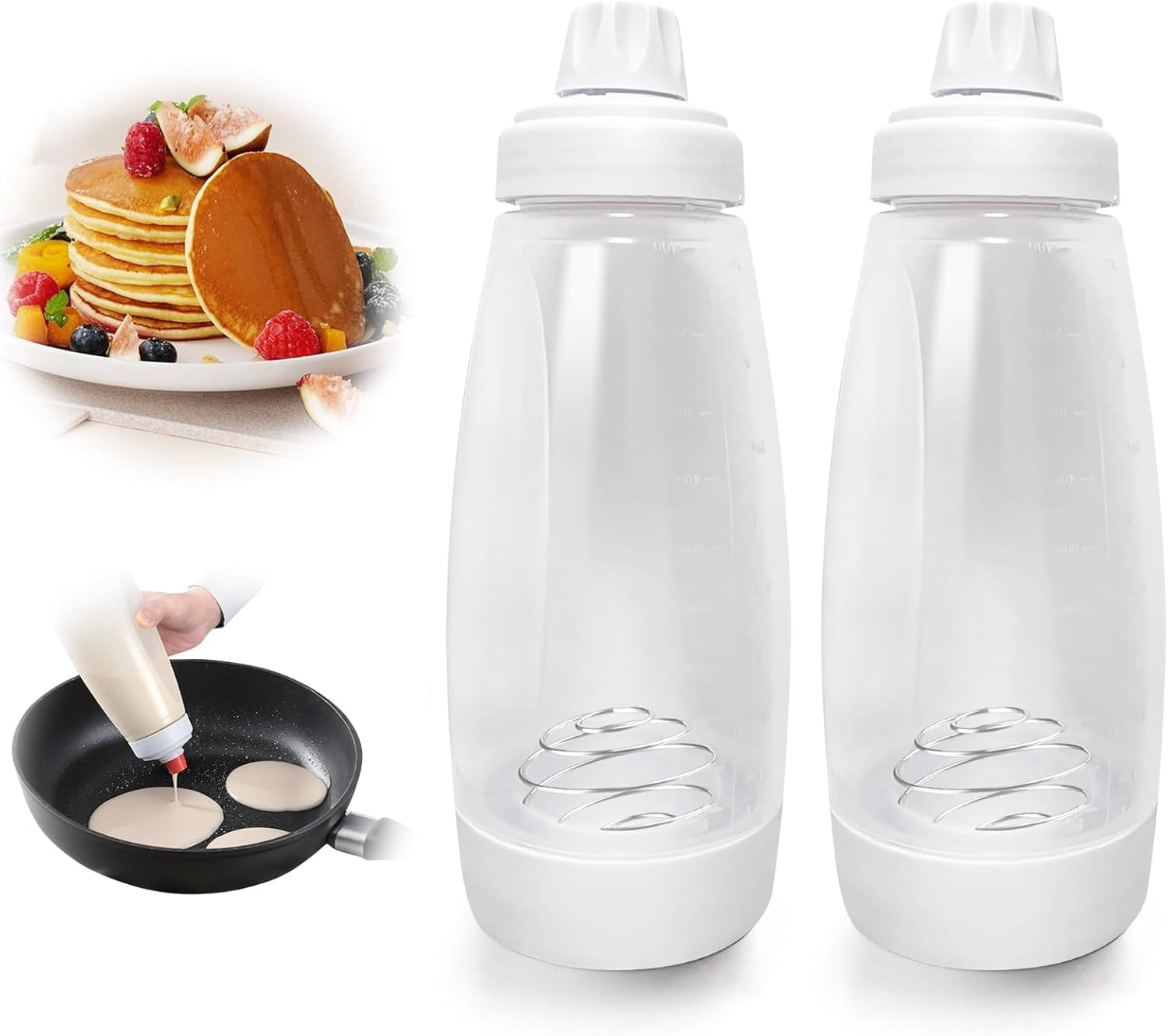 Pancake Batter Dispenser with Blender Balls, Equipped with Silicone ...