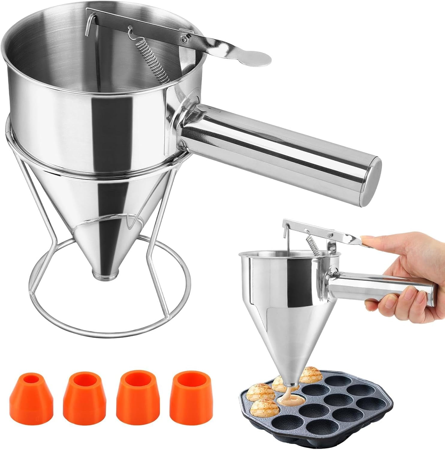 Pancake Batter Dispenser,Stainless Steel Funnel Cake Dispenser with ...