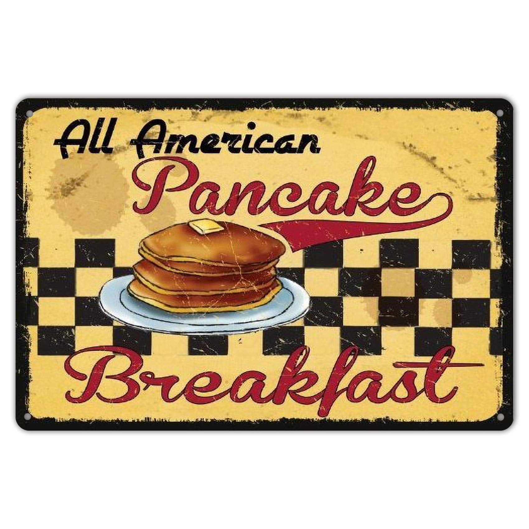 Pancake Breakfast Retro Vintage Kitchen Signs Wall Decor Metal Tin ...