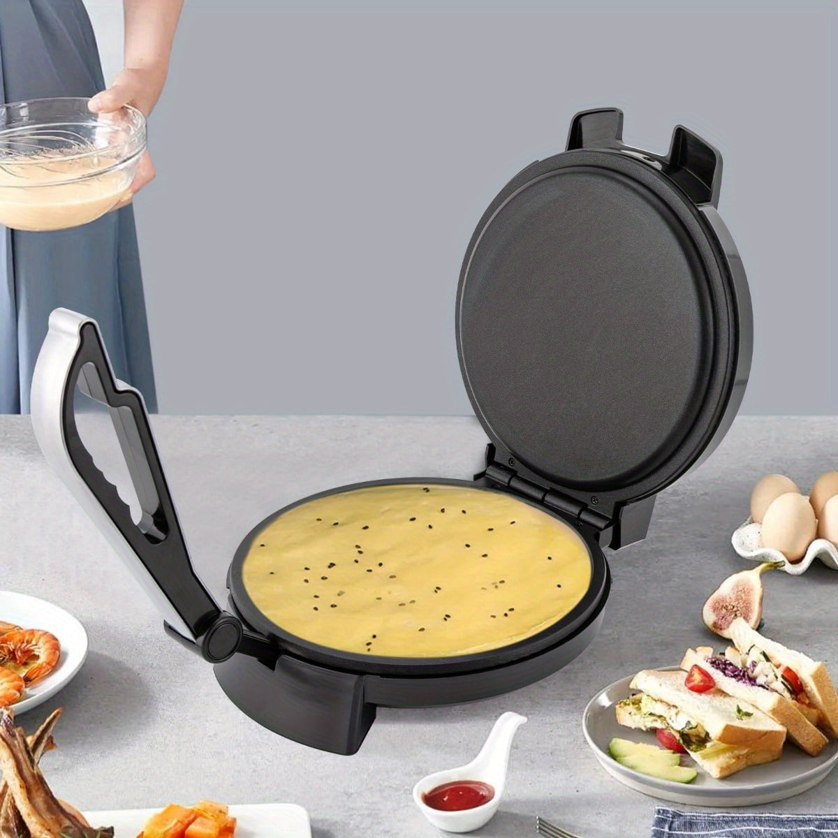 Pancake Maker Non-Stick Hotplate Instant Crepe Maker Double-Sided ...