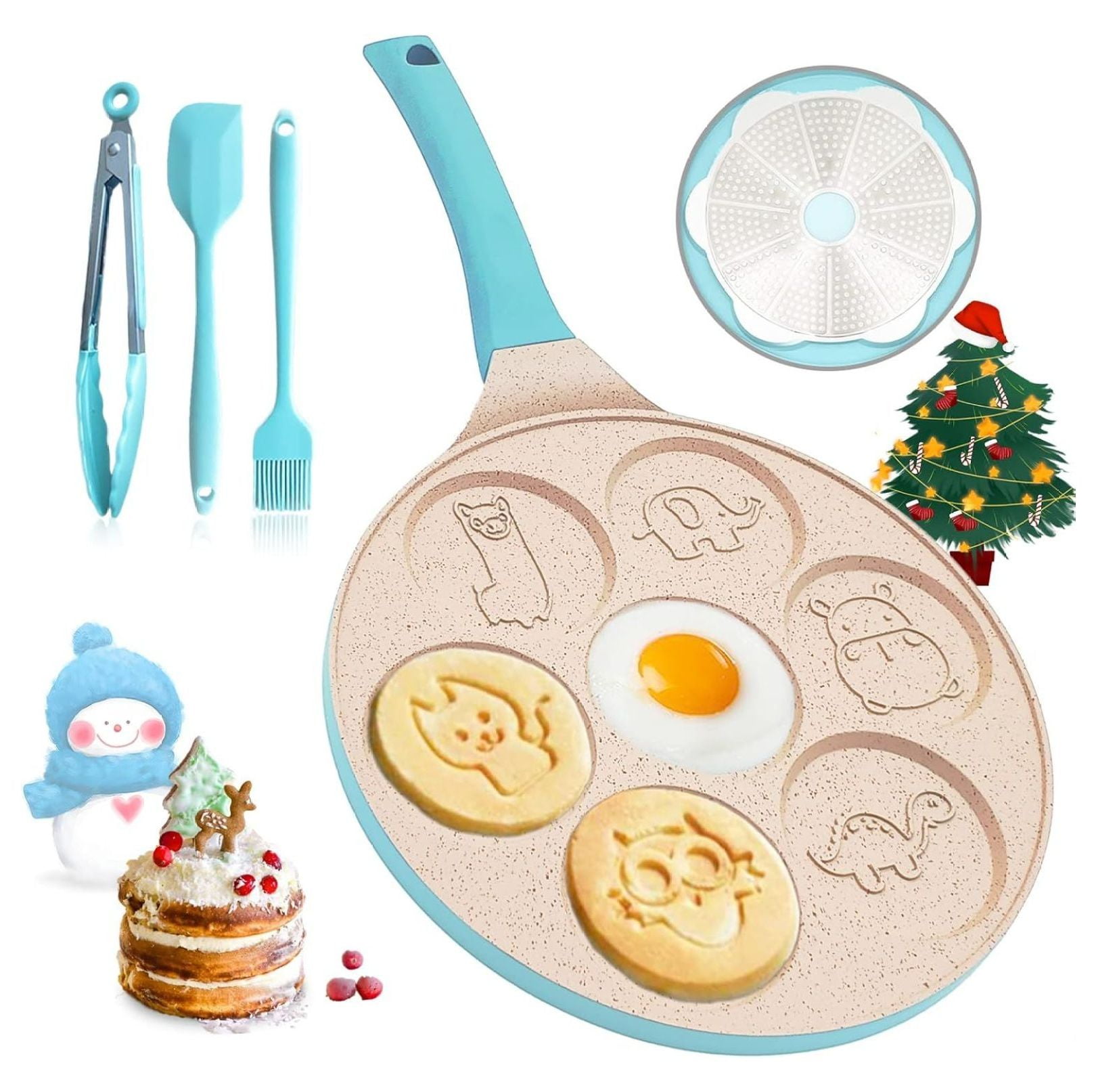 Pancake Pan Induction Egg Pan 7-Cup Mini Pancake Maker Nonstick Omelette Breakfast Egg Skillet ...