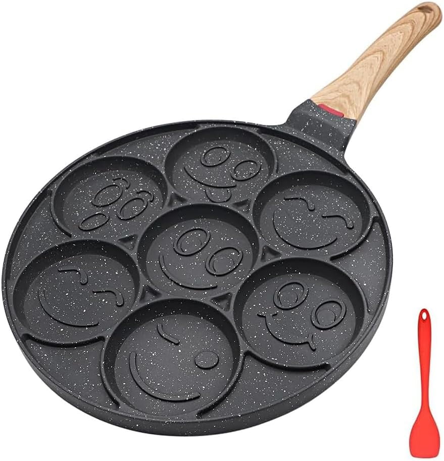 Pancake Pan Induction, Smiley Face Pancake Frying Pan Non Stick, 7 ...