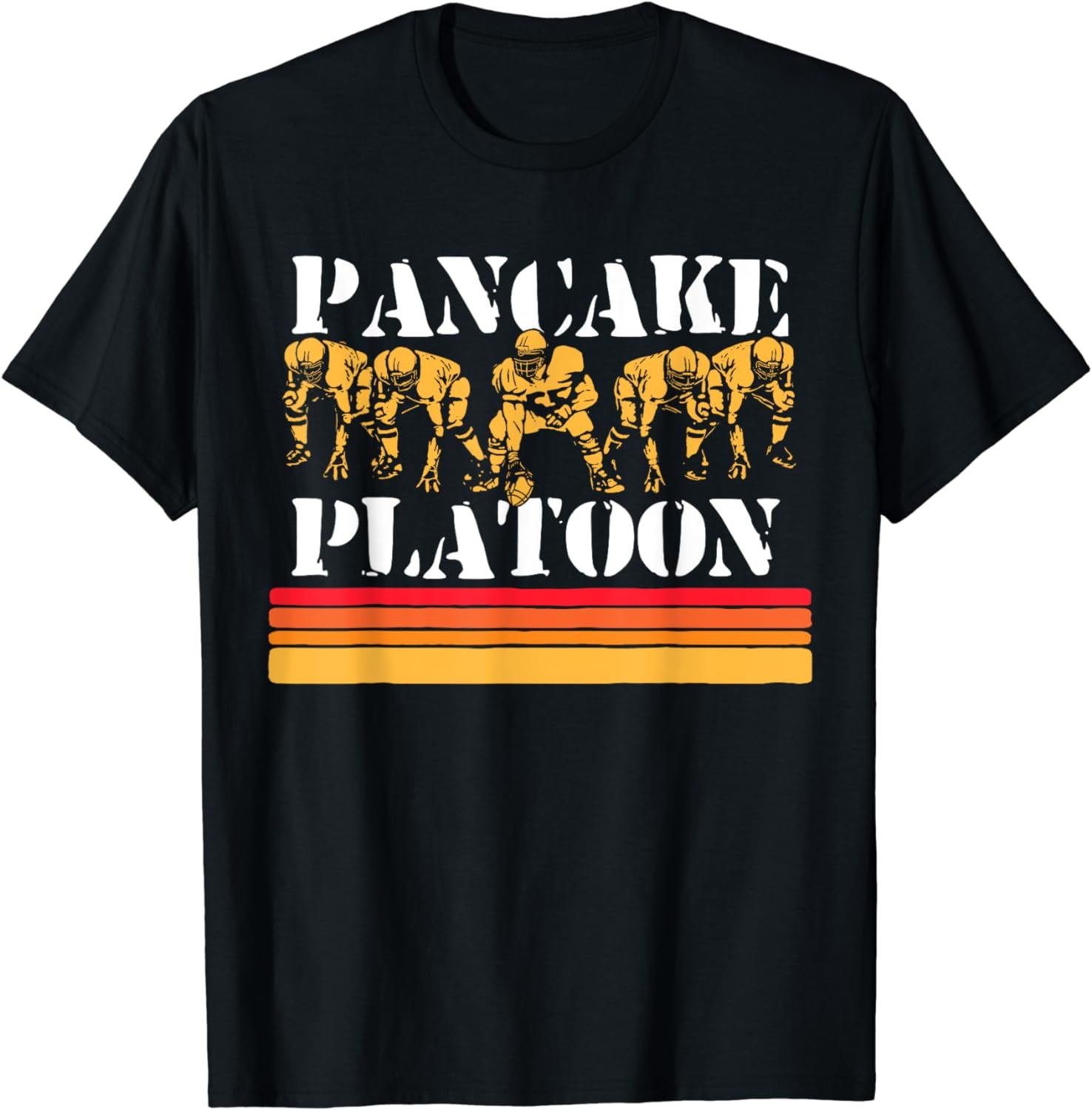 Pancake Platoon Funny Offensive Lineman Retro Football Line T-Shirt ...