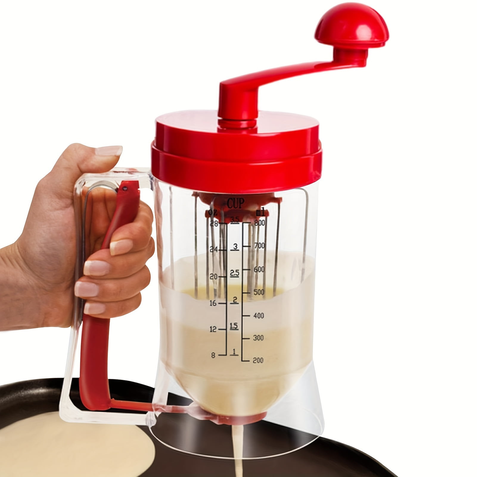 Pancake batter dispenser with squeeze handle for batter, red - Walmart.com