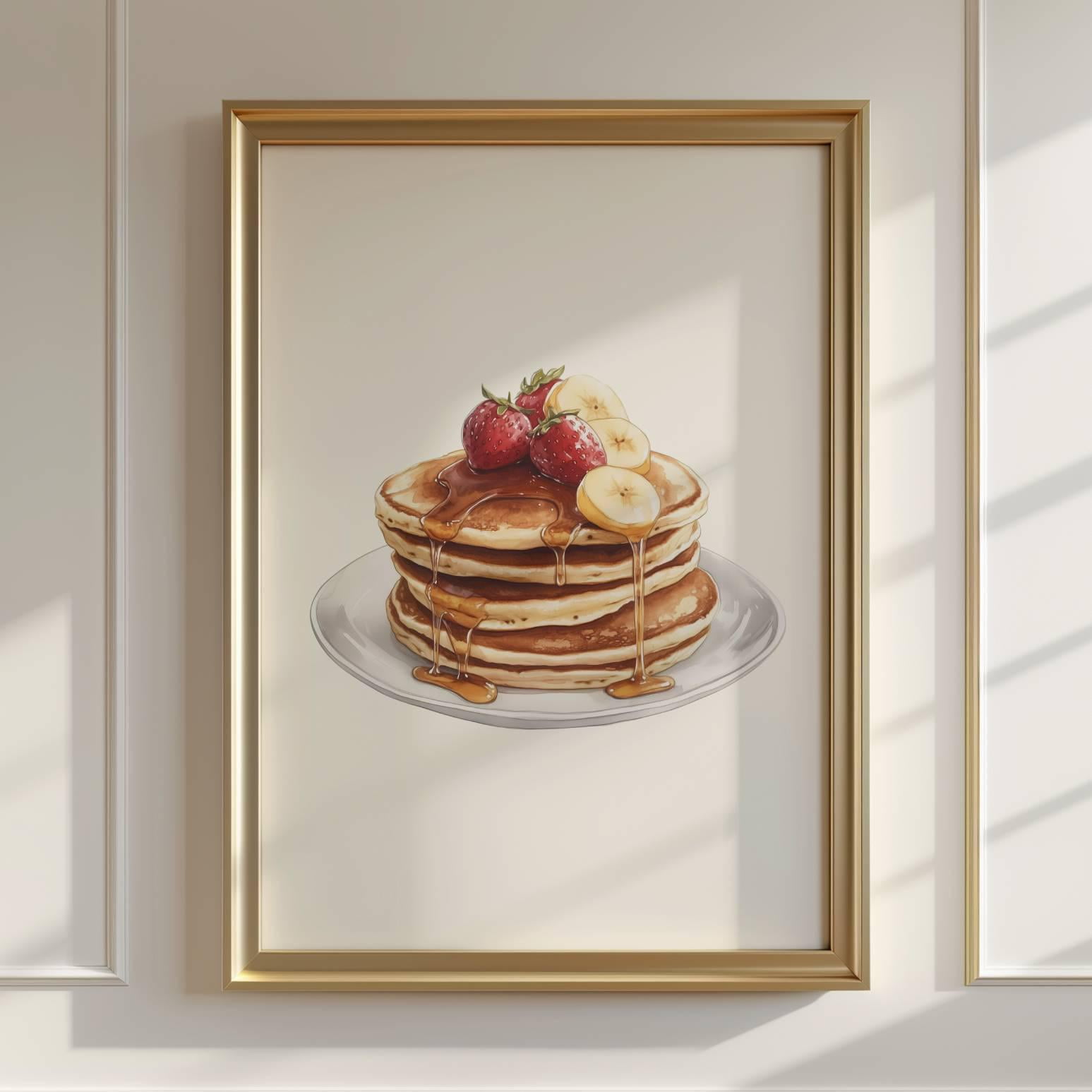 Pancakes Art Print Kitchen Art Print Pastry Art Print Breakfast Food ...