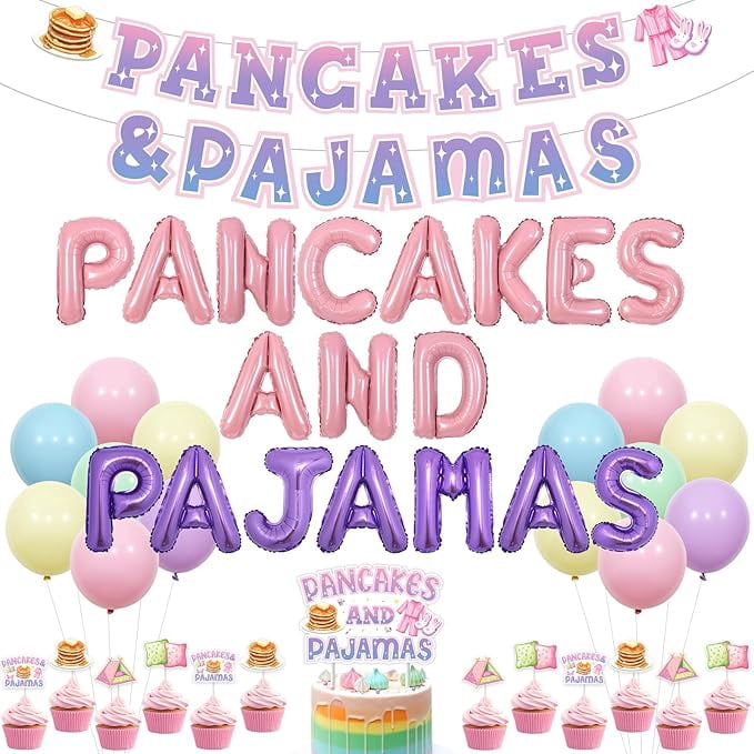 Pancakes and Pajamas Party Decorations for Girls - Pastel Pancakes and ...