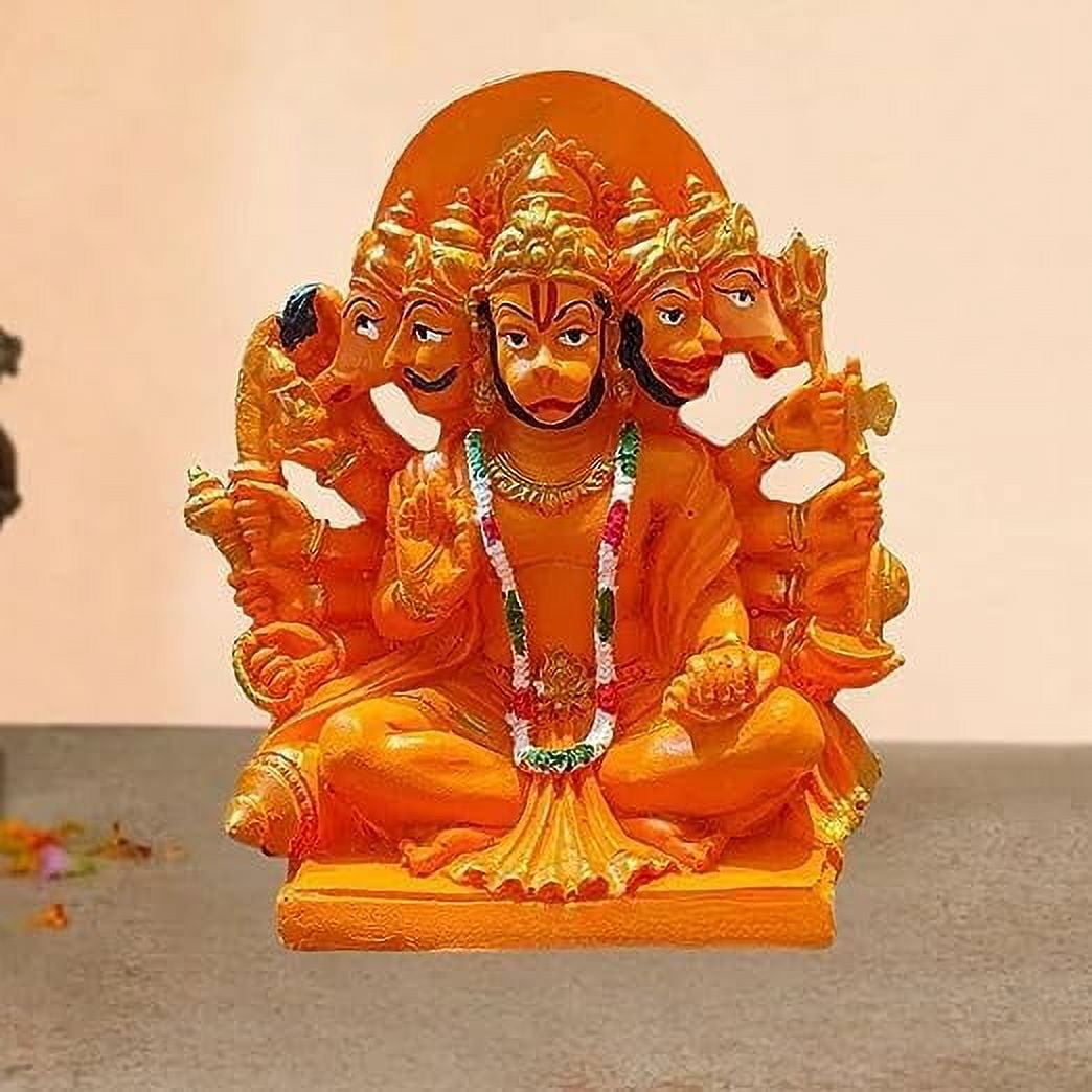 Panchmukhi Hanuman Murti/Statue Resin for Car/Home/Office Orange Sankat ...