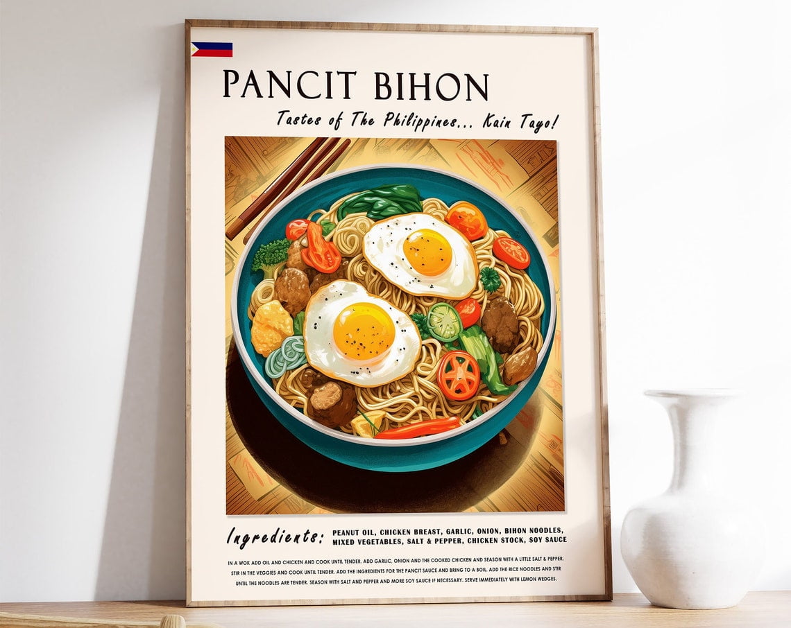 Pancit Bihon Filipino Food Poster, Filipino Food Print, Philippines ...