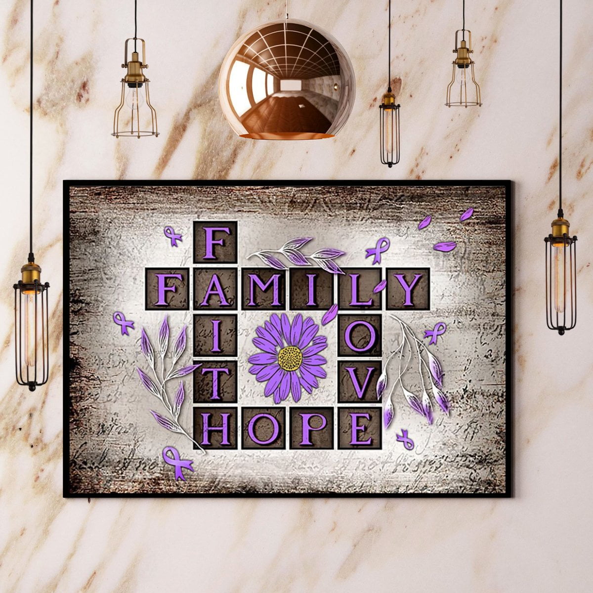 Pancreatic Cancer Awareness Faith Hope Love Paper Poster No Frame 24 x ...