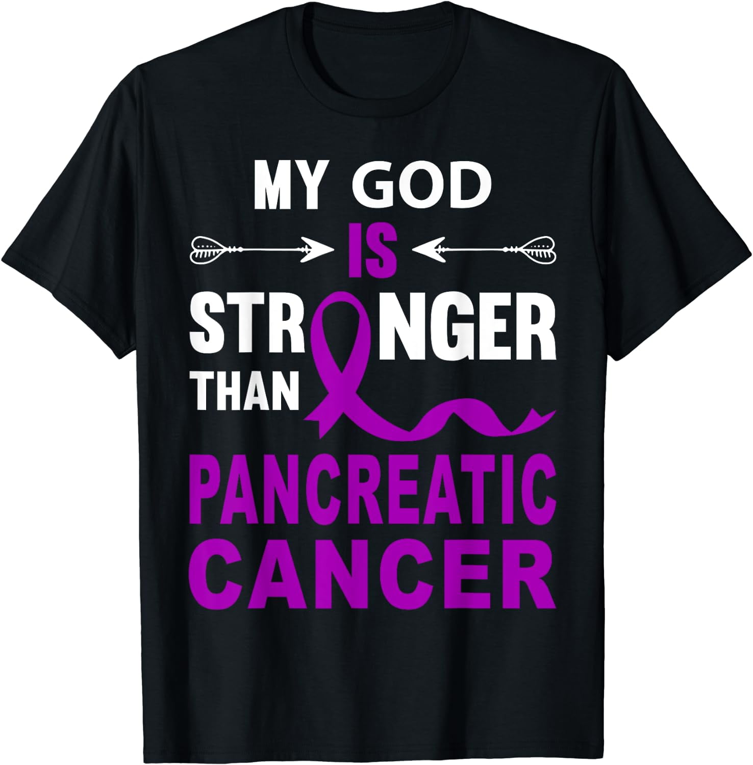Pancreatic Cancer Awareness Faith Purple Ribbon Support T-Shirt ...