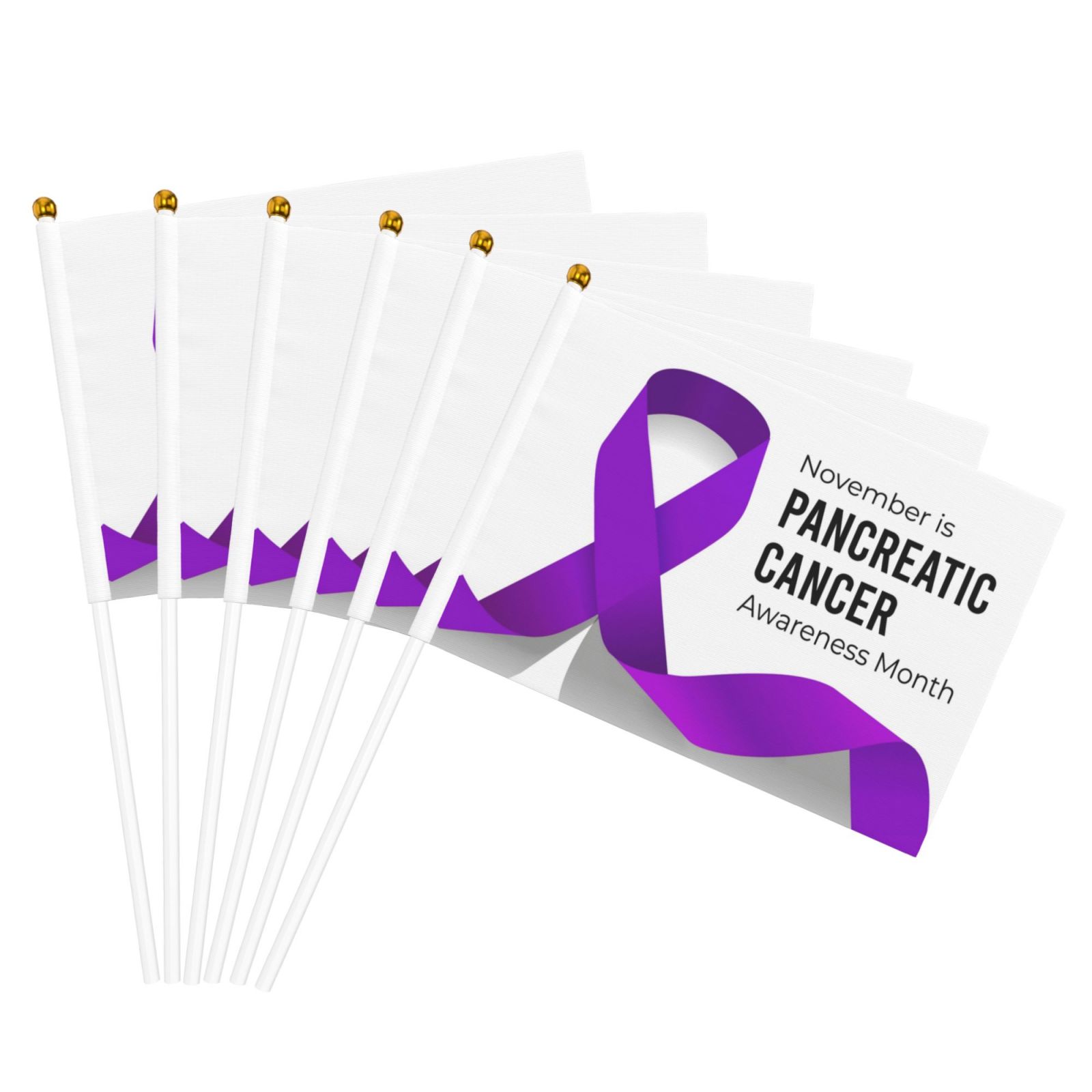 Pancreatic Cancer Awareness Flag Small Flags Stick 5.5'' x 8.2'' Hand ...
