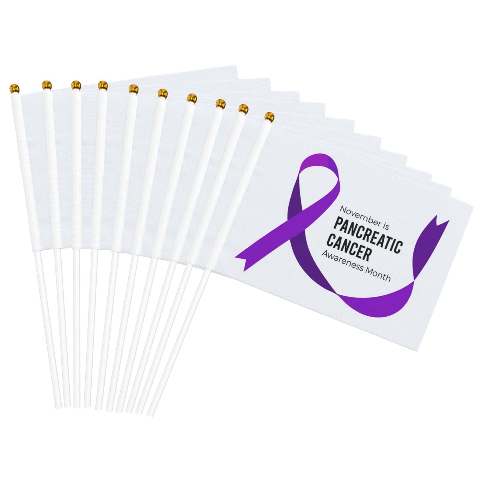 Pancreatic Cancer Awareness Flag Small Flags Stick 5.5'' x 8.2'' Hand ...