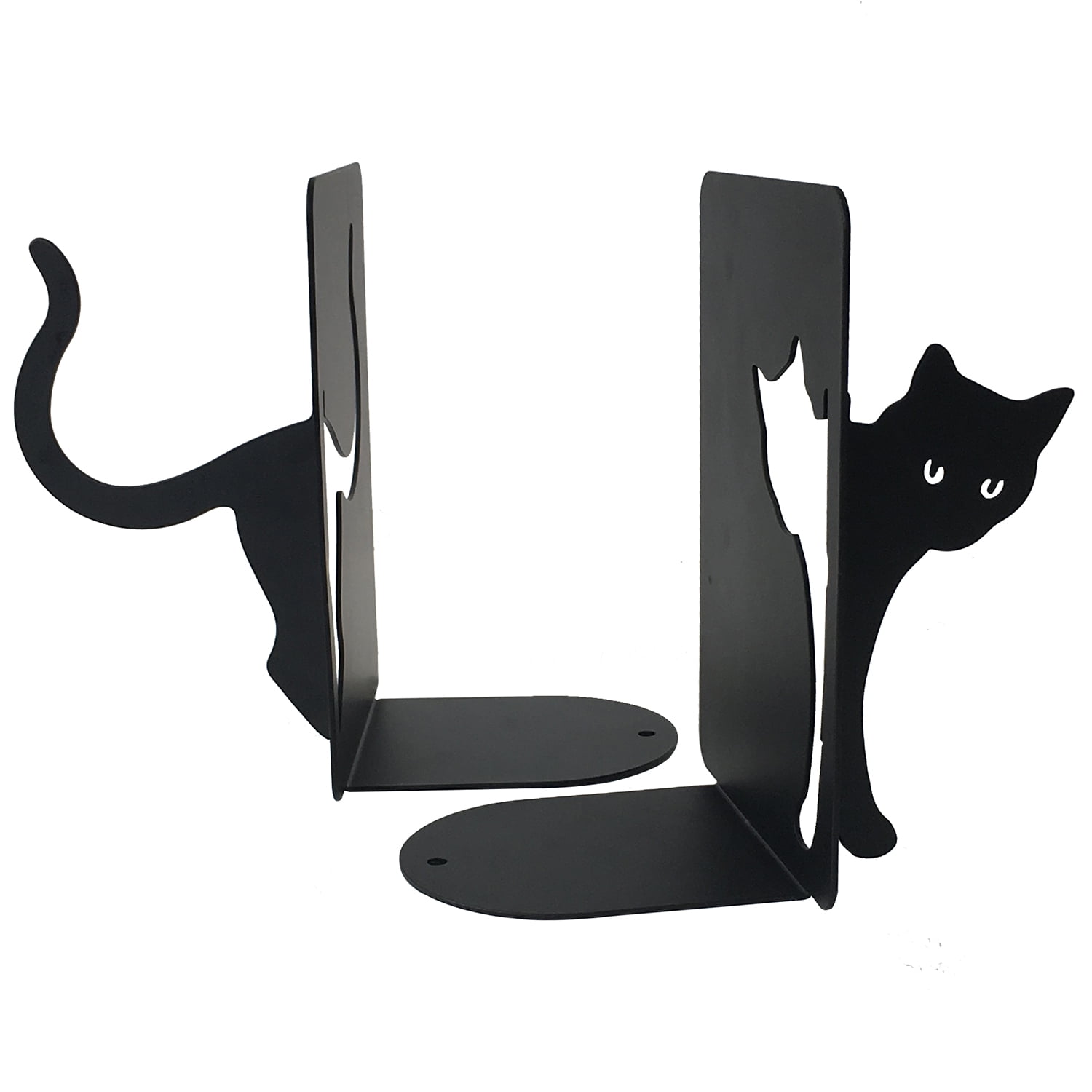 PandS Heavy-Duty Black Cat Metal Bookends, Large for Office, Non-Skid ...