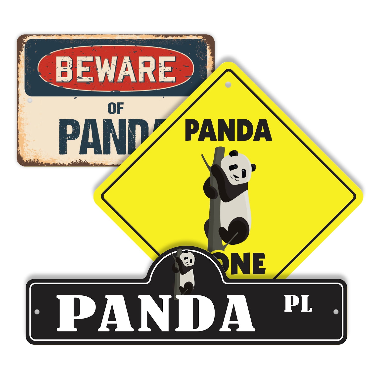 Panda (3 Pack) Large Plastic Street Sign Crossing Sign Warning Sign ...