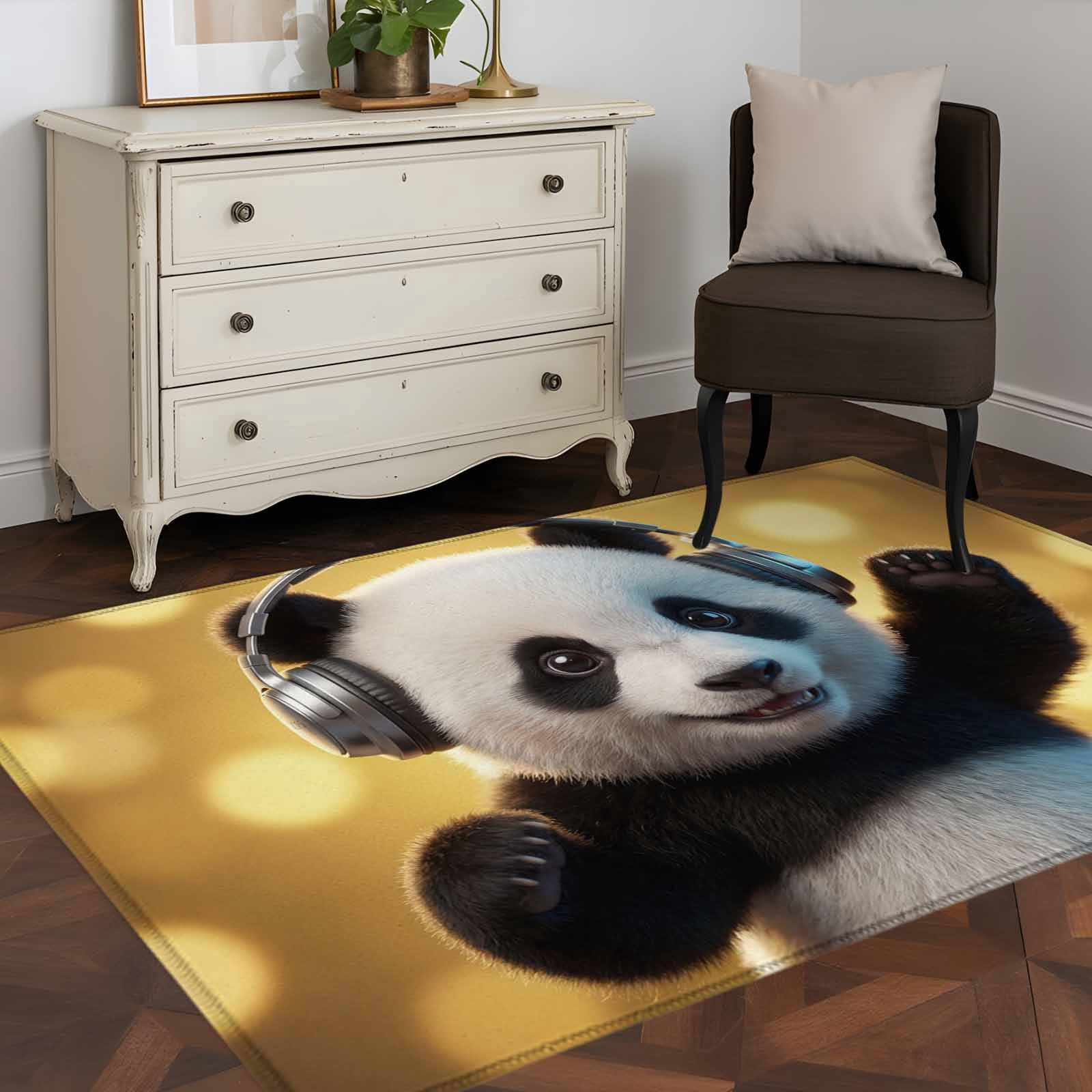 Panda 4x6 Rug for Dining Table for 4 People Under Table, Abstract ...