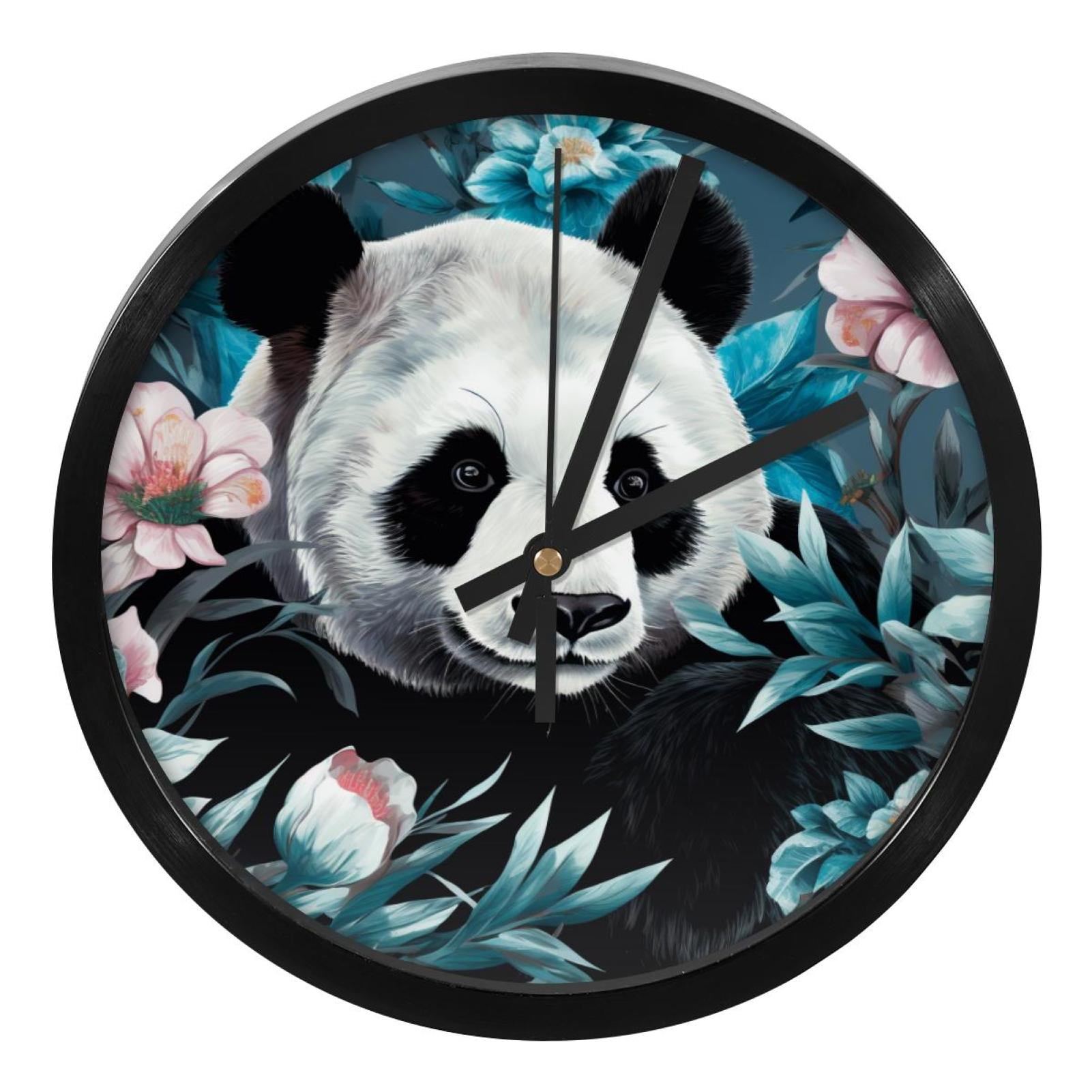 Panda 9.8 Inch Round Digital Wall Clock - Silent Non-Ticking Battery ...