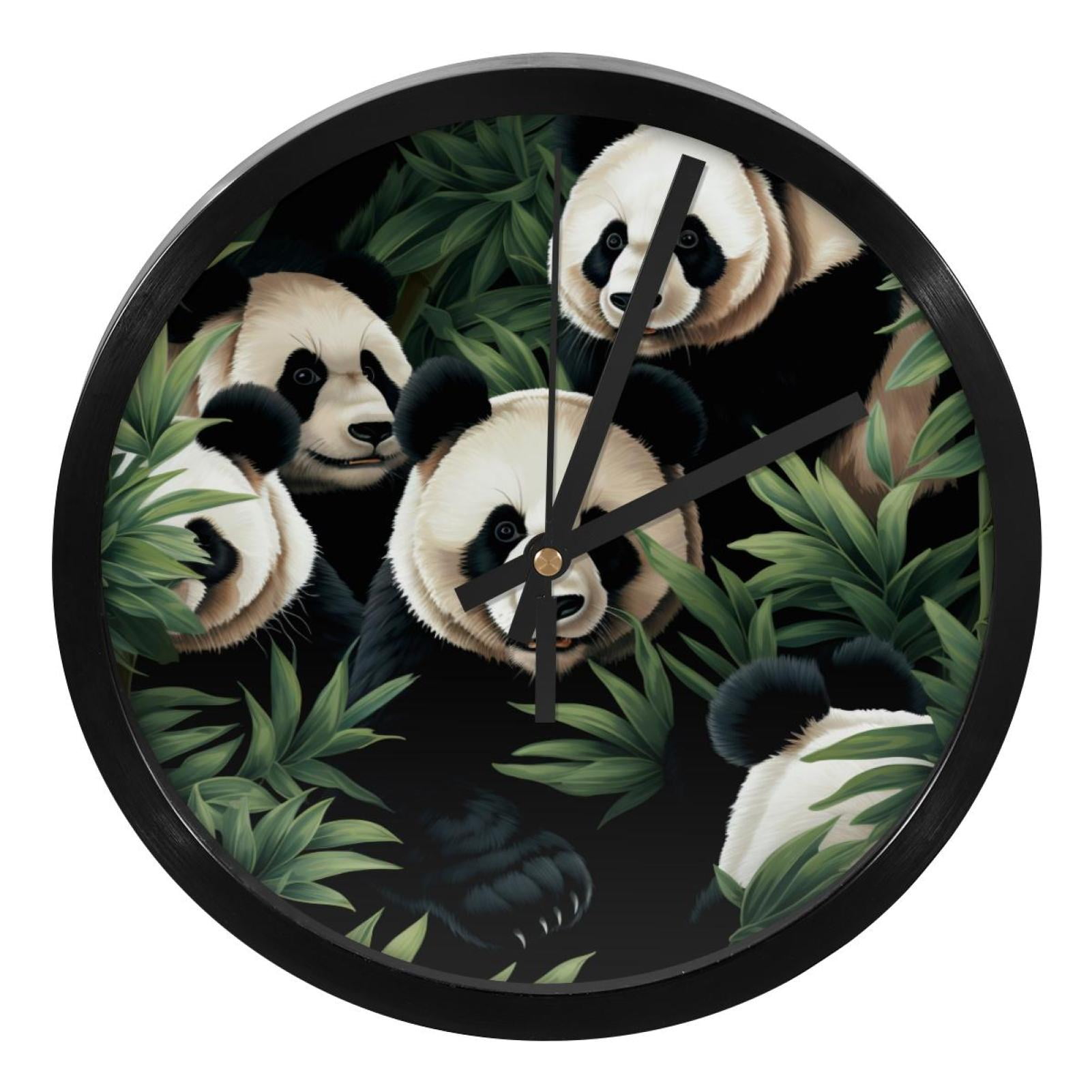 Panda 9.8 Inch Round Digital Wall Clock - Silent Non-Ticking Battery ...