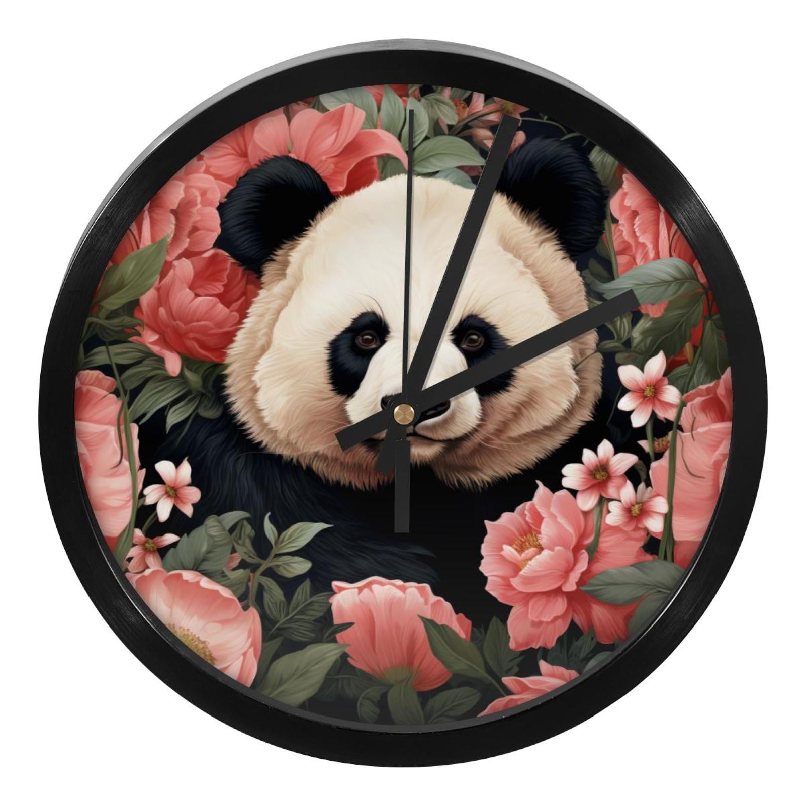 Panda 9.8 Inch Round Digital Wall Clock - Silent Non-Ticking Battery ...