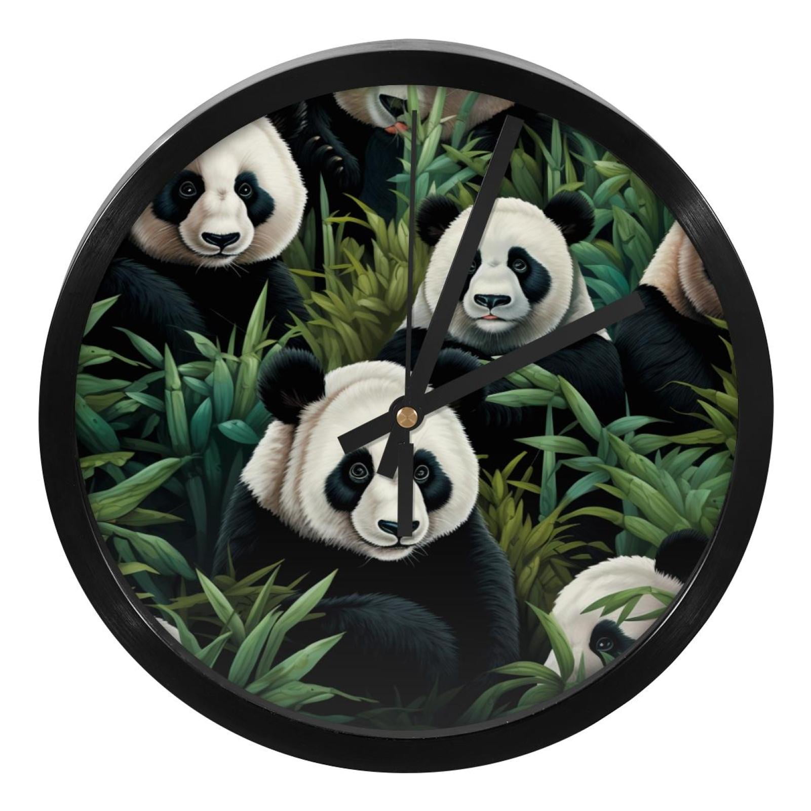 Panda 9.8 Inches Wall Clock - Silent Round Digital Clock, Battery ...