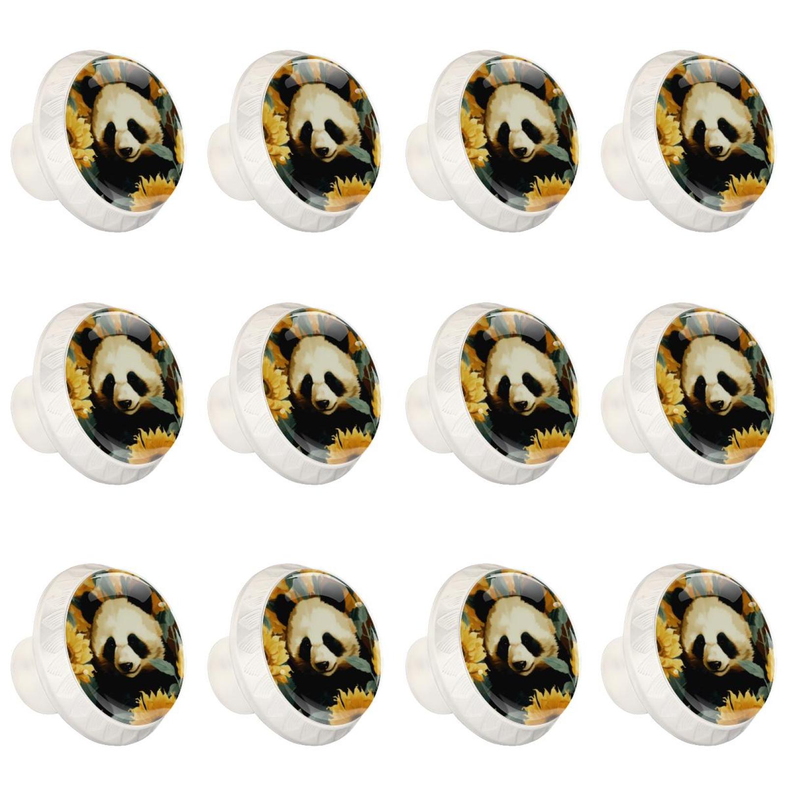 Panda Among Sunflower 12 Pcs White Round Drawer Pulls with Screws,ABS ...