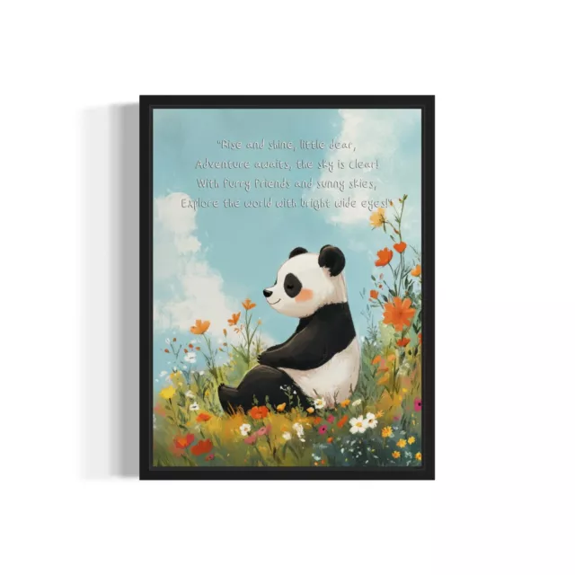 Panda Animal Kids Nursery With Poem Art Print Poster Wall Art Painting ...