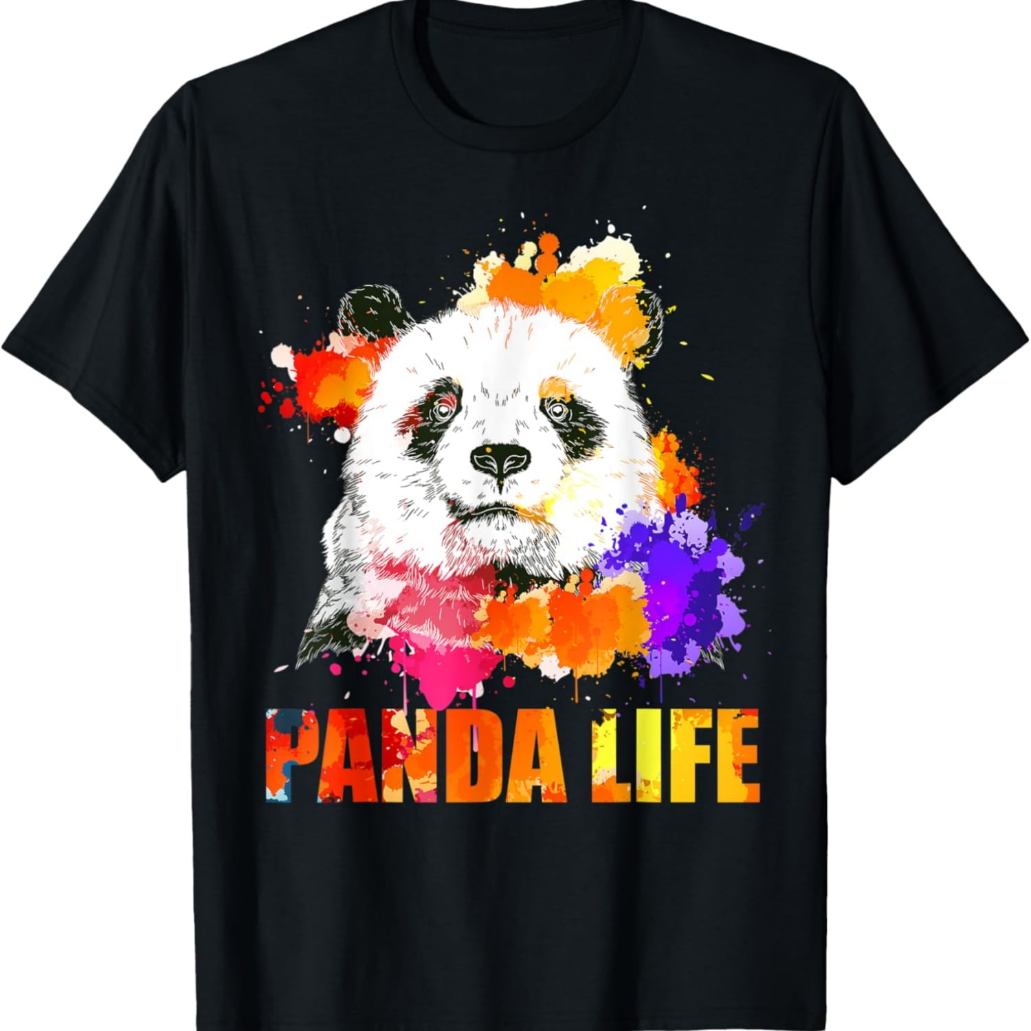Panda Art Color Splash Funny Animal Gift T-Shirt - Walmart.com