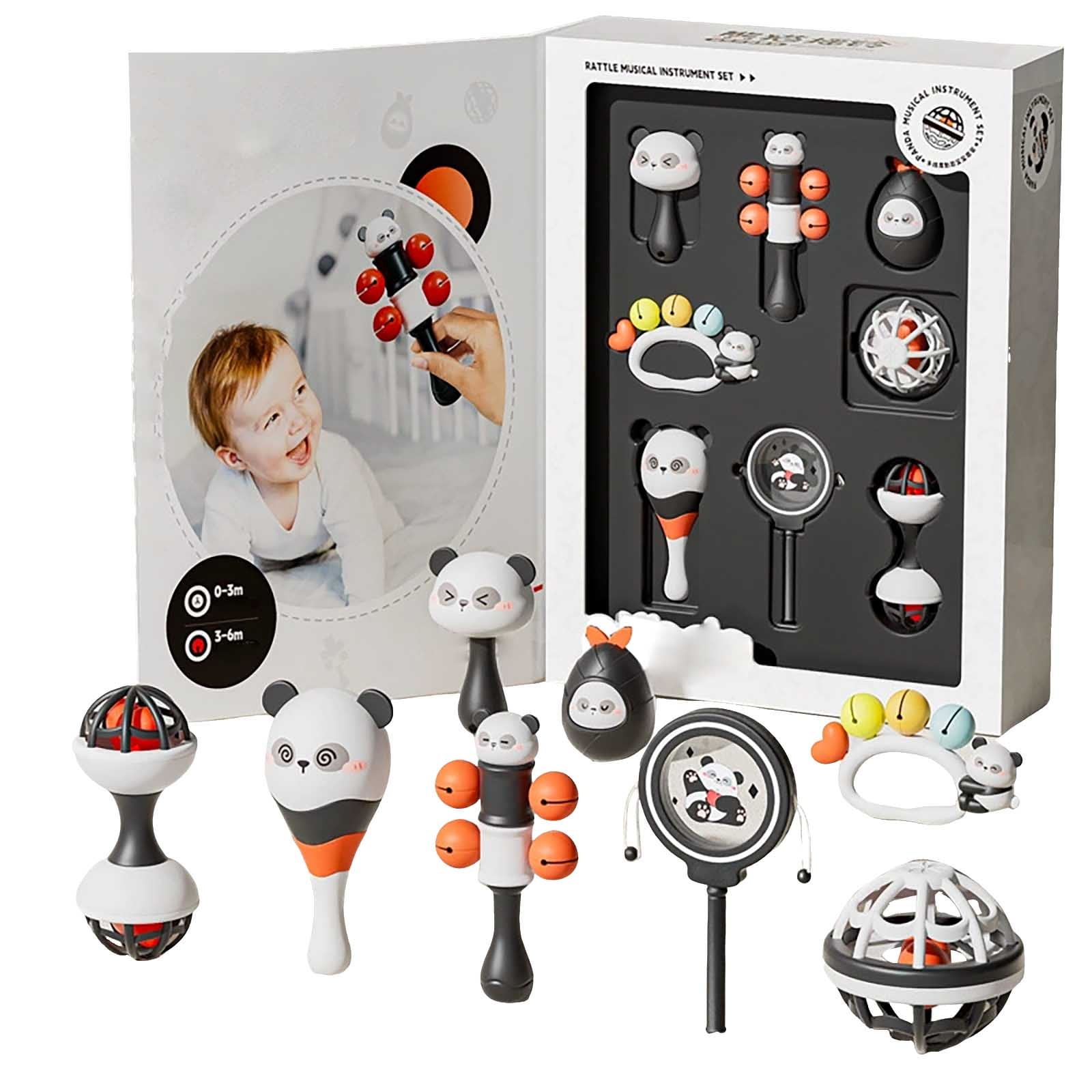 Panda Baby Toy Set Rotating Rattle For 0 1 Year Old Soothing Handheld ...