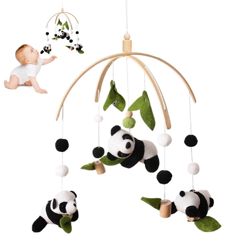 Panda Bamboo Crib Mobile – Baby Rotating Wind Chime, Plush Soothing ...
