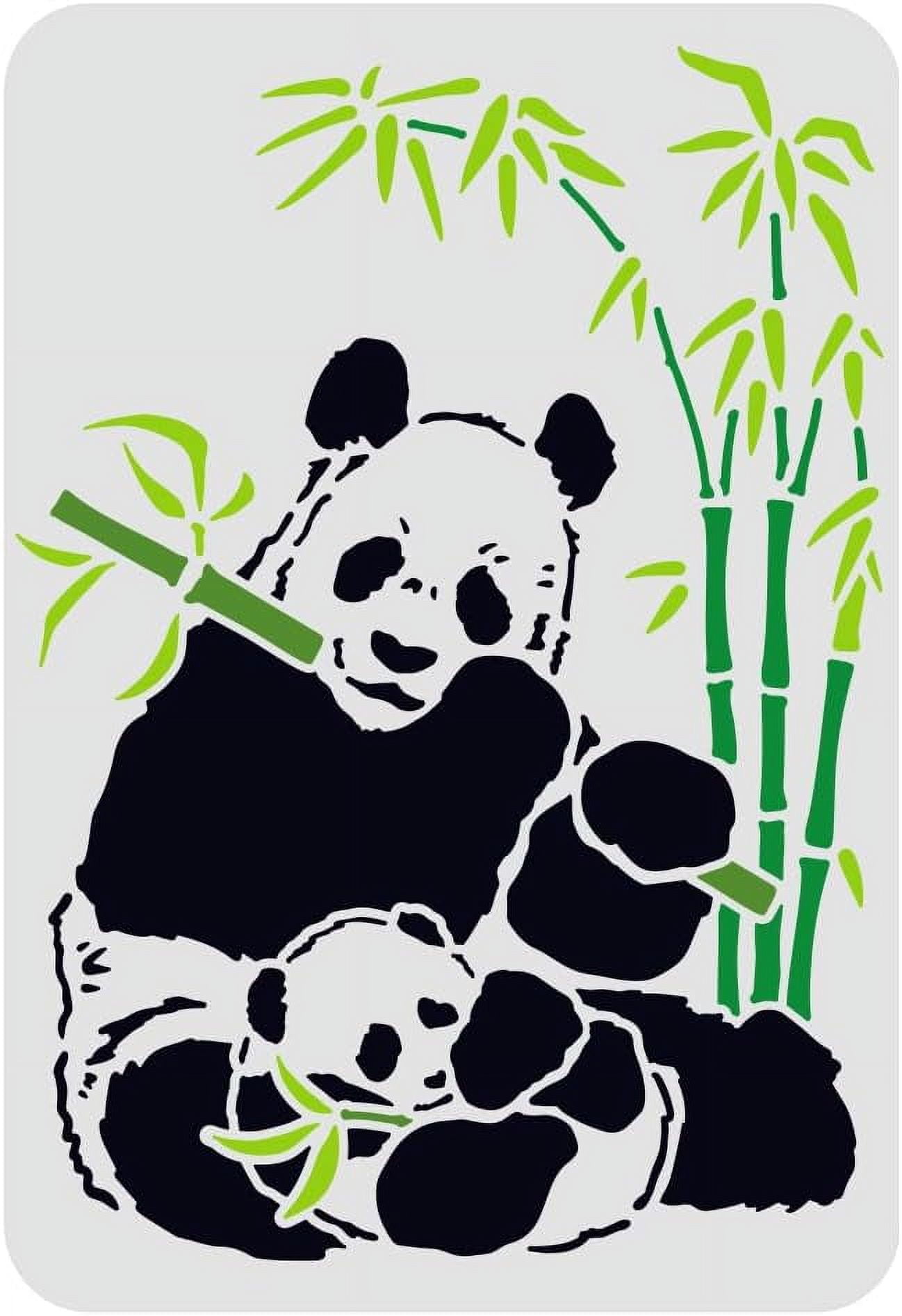 Panda and Bamboo Drawing Painting Stencils Templates 11.7x8.3 inch ...