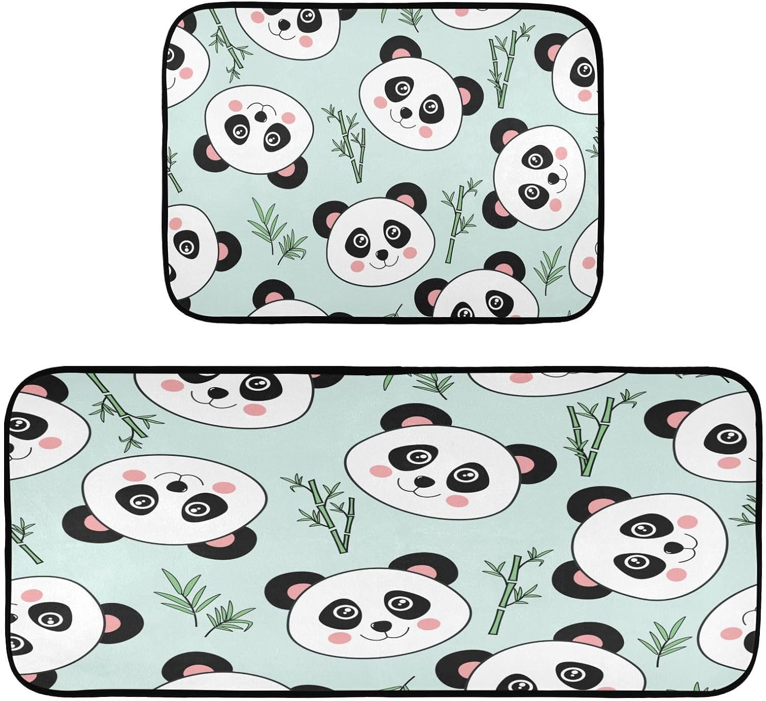 Panda and Bamboo Kitchen Mat - Cushioned Anti Fatigue Kitchen Rug Set ...