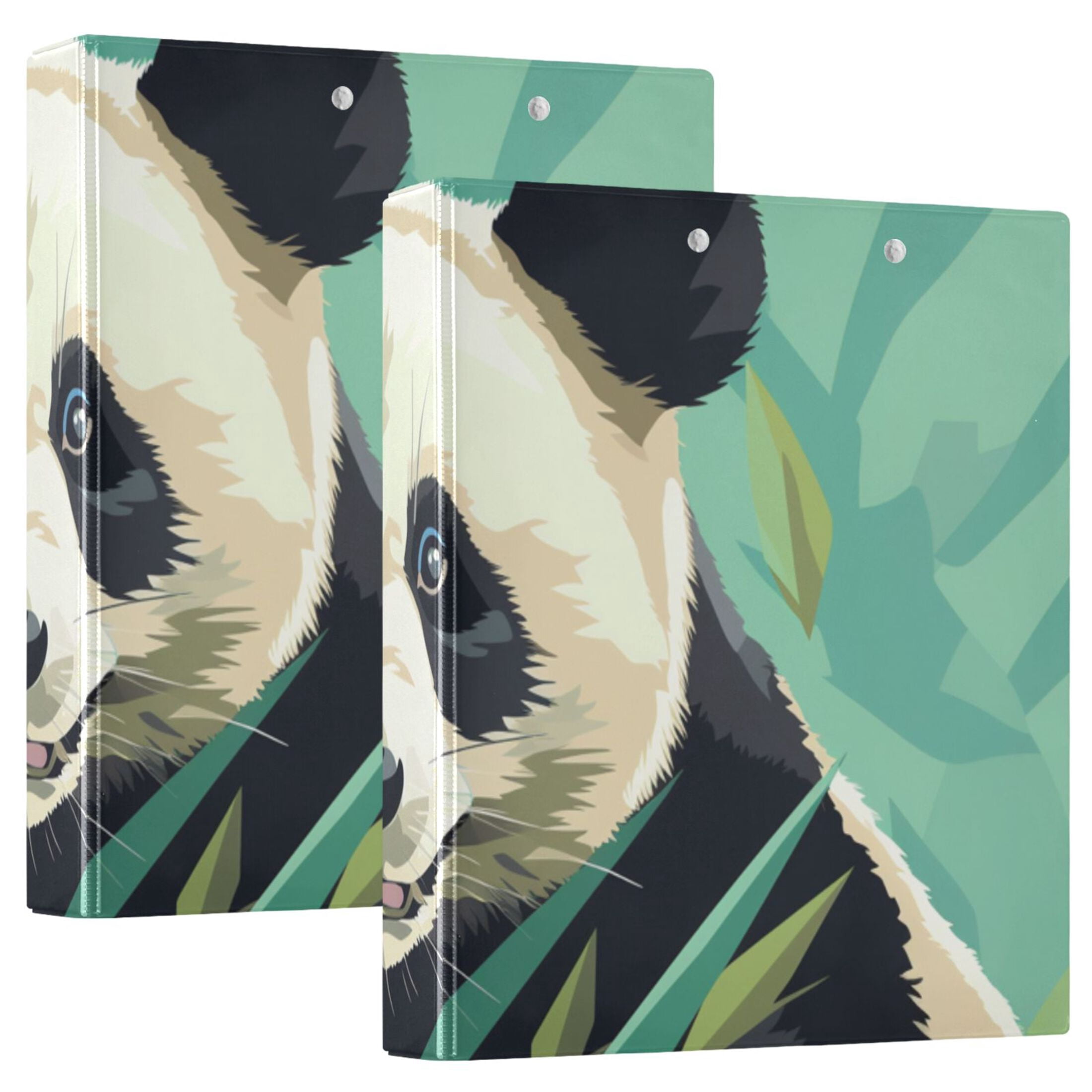 Panda Bamboo Leaves Green 3 Ring Binders 1.5 inch Hardcover File ...