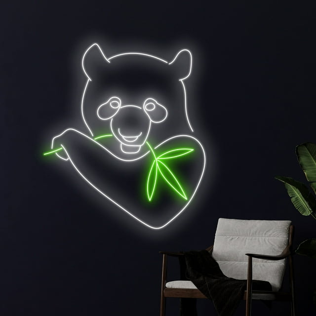 Panda Bamboo Neon Sign, Bamboo Panda Neon Light, Panda Bear Led Light ...