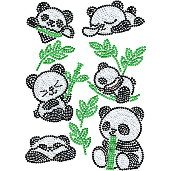 Panda Bamboo Rhinestonet Iron on Transfer 11.7x8.3 Inch Heat Transfer ...