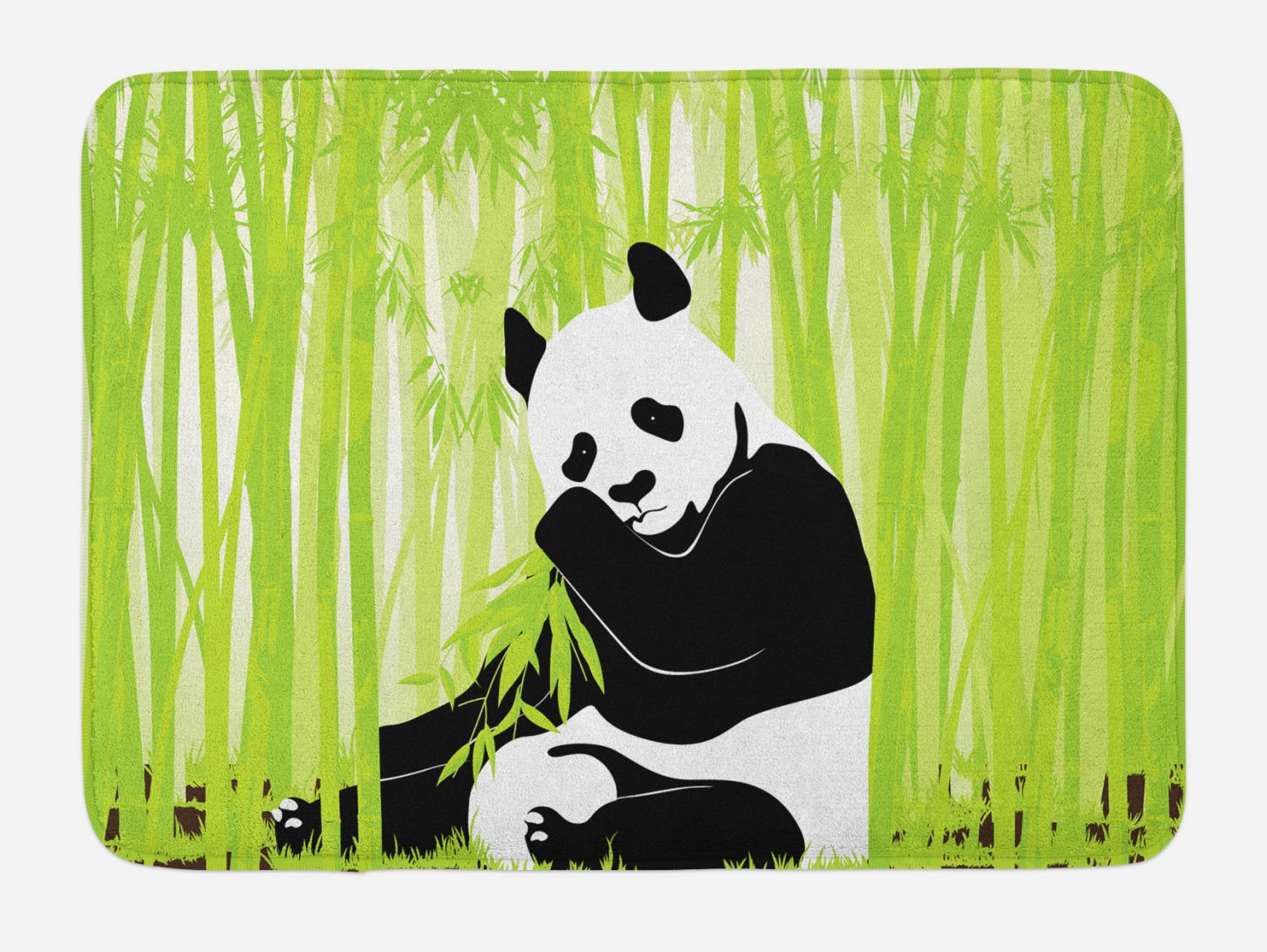 Panda Bath Mat, Panda Bear in Bamboo Forest Jungle Oriental Nature ...
